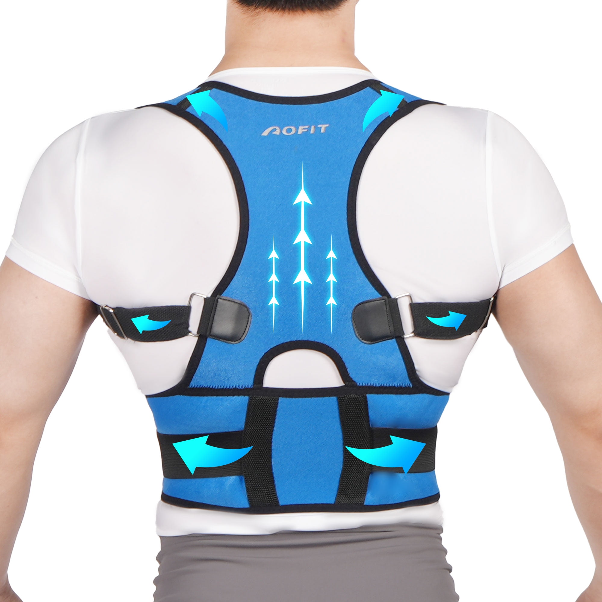 Aofit Posture Corrector Full Back Support Belt Unisex Compression, Blue ...