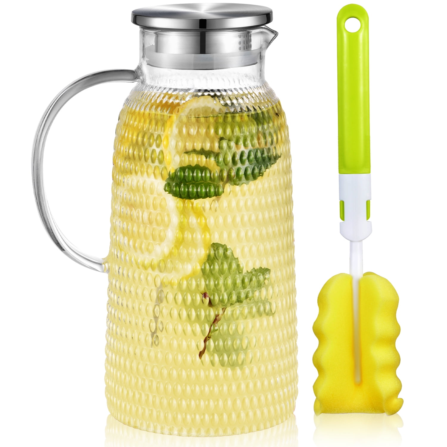 Aofmee, Glass Pitcher, 80oz, with Lid for Iced Tea Water Beverages ...