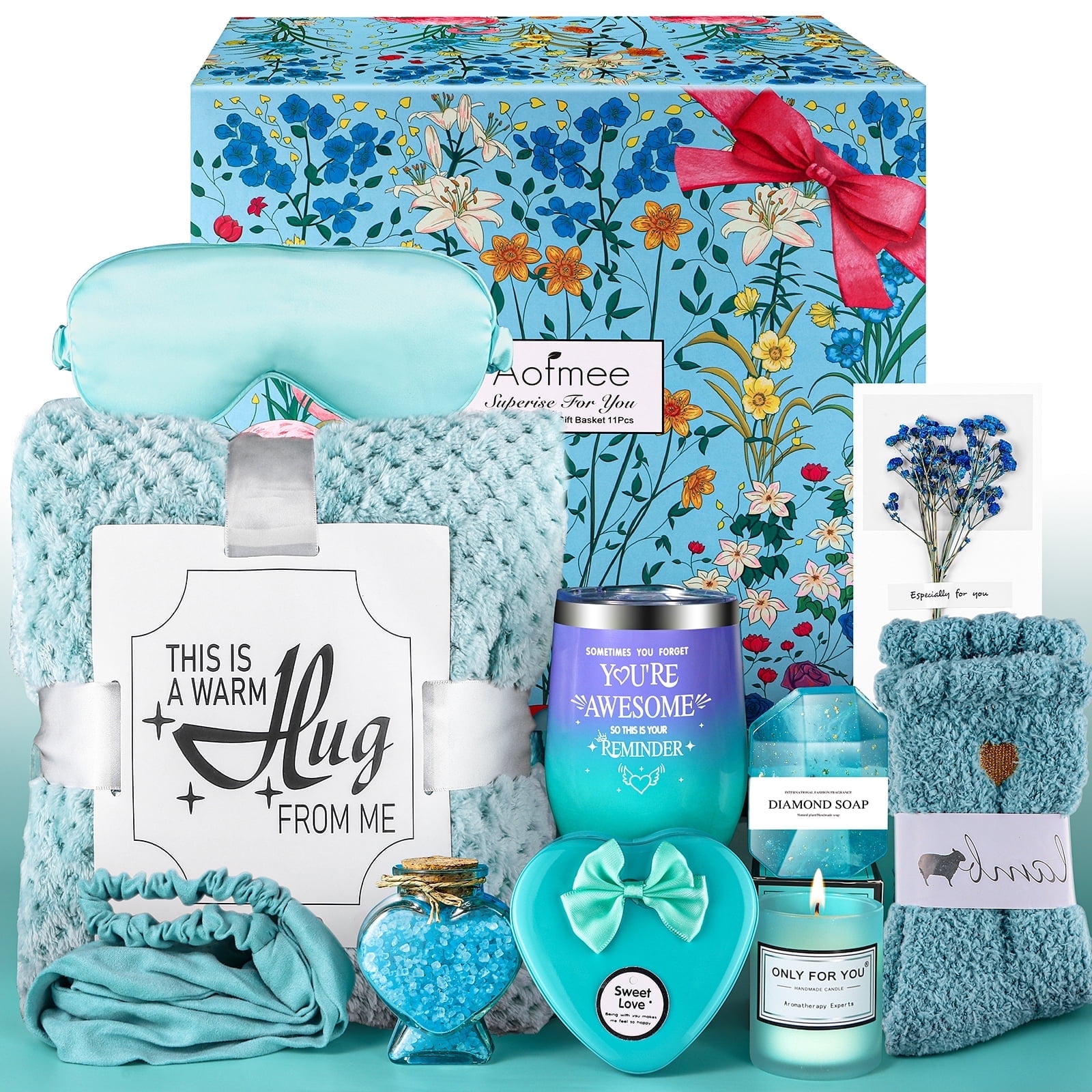 Aofmee Gift Baskets for Women, 10 Pcs Ocean Relaxing Spa Bath Gifts ...