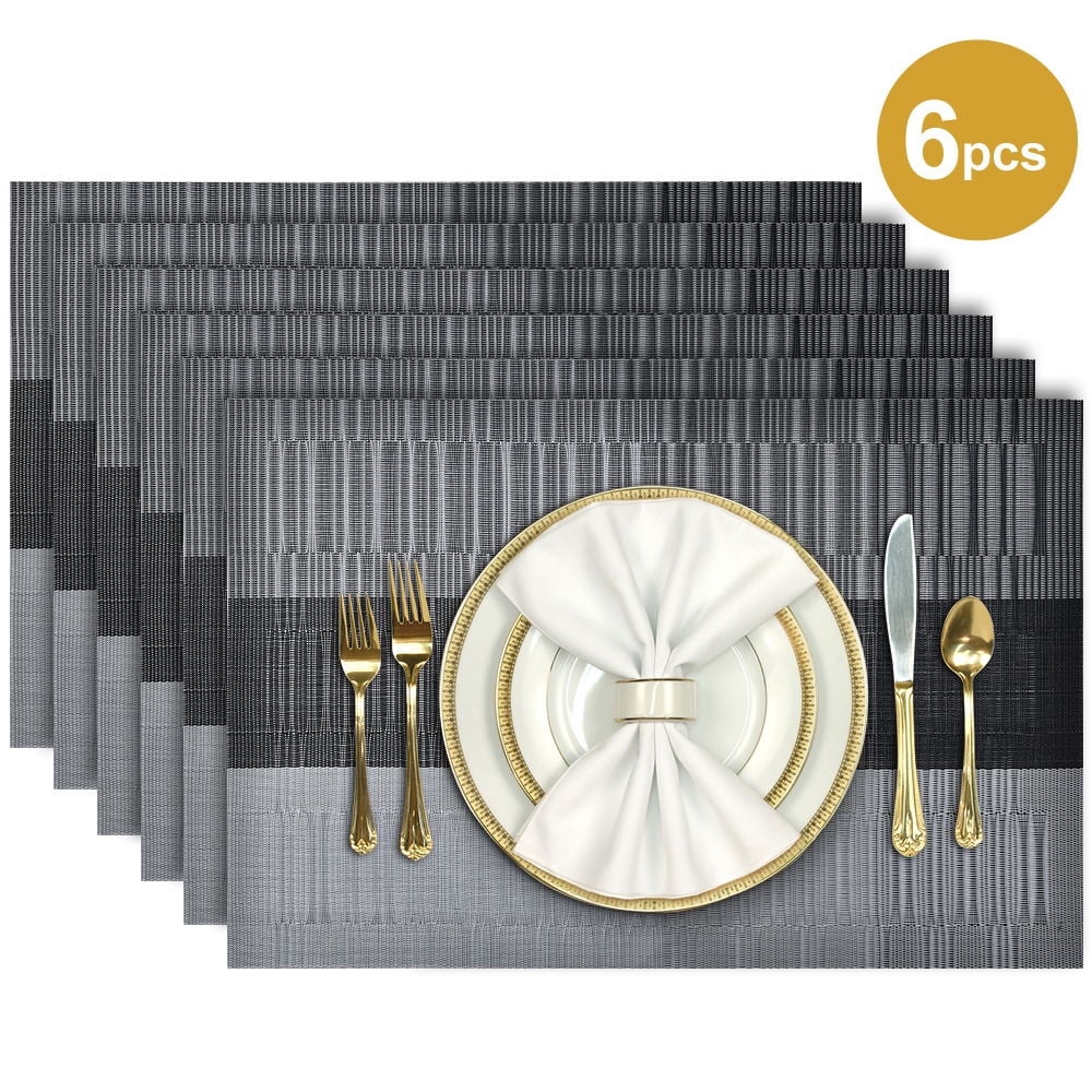 Aofmee, Black Placemats, 12x18 inch, PVC Washable 6pk - Walmart.com