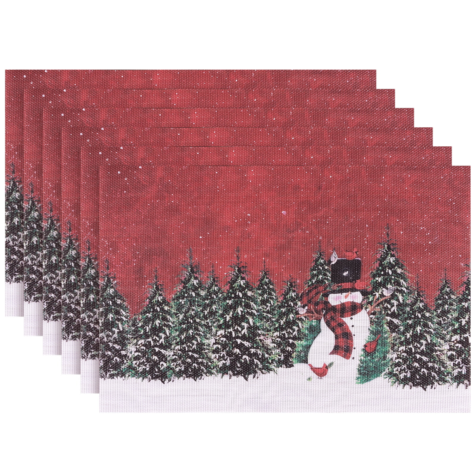 Aofmee Christmas Placemats Set of 6, 12 x 18 IN Washable Christmas ...