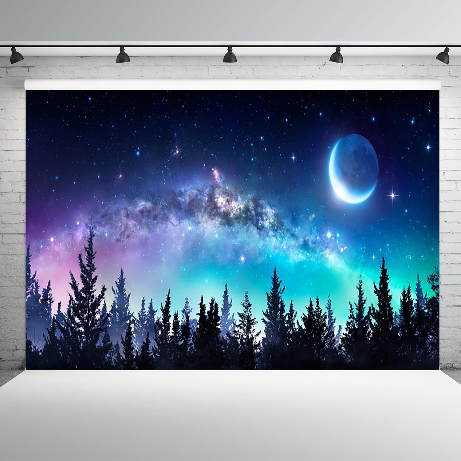 Aofoto 6X3Ft Starry Night Forest Background Beautiful Universe Galaxy ...