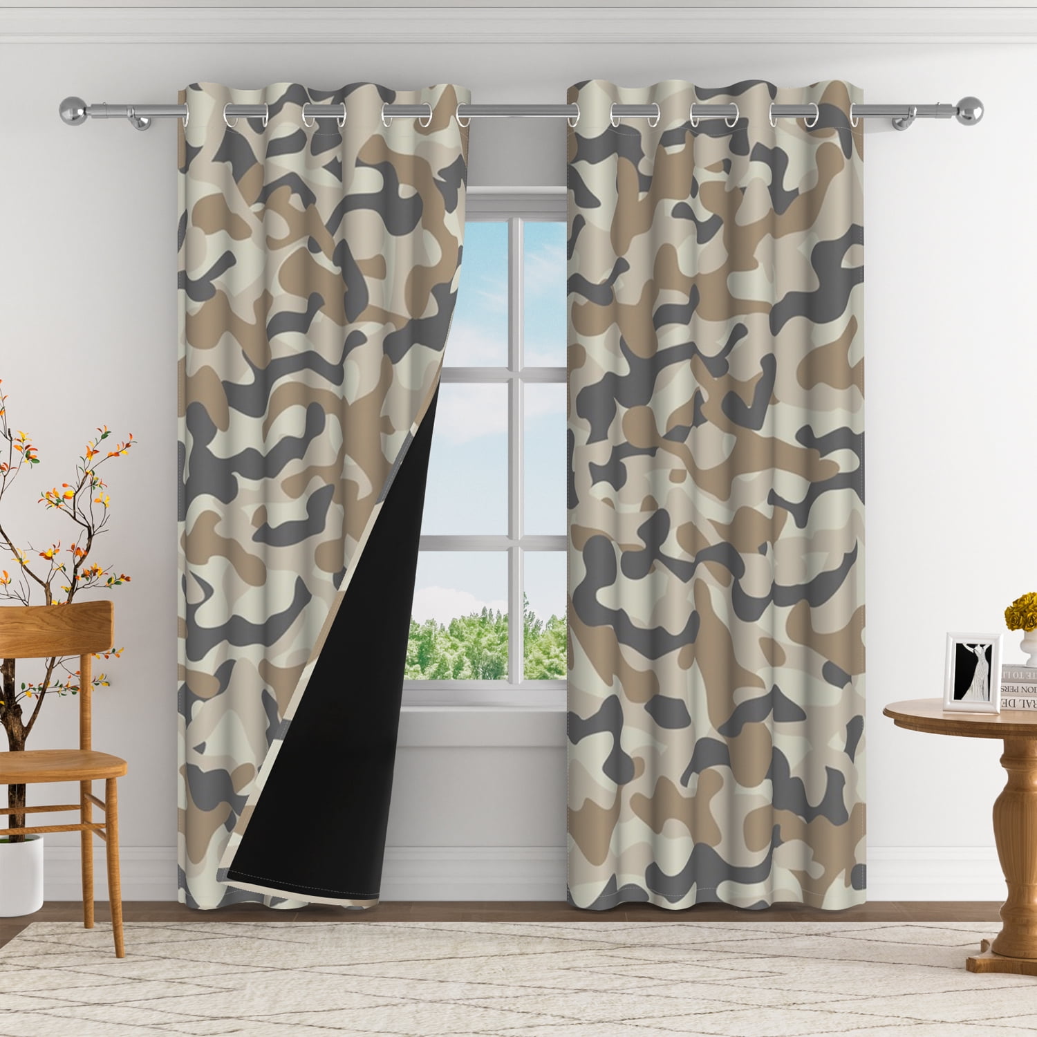 Aofoto Army Green Blackout Curtains,Insulated Thermal Curtain Panels ...