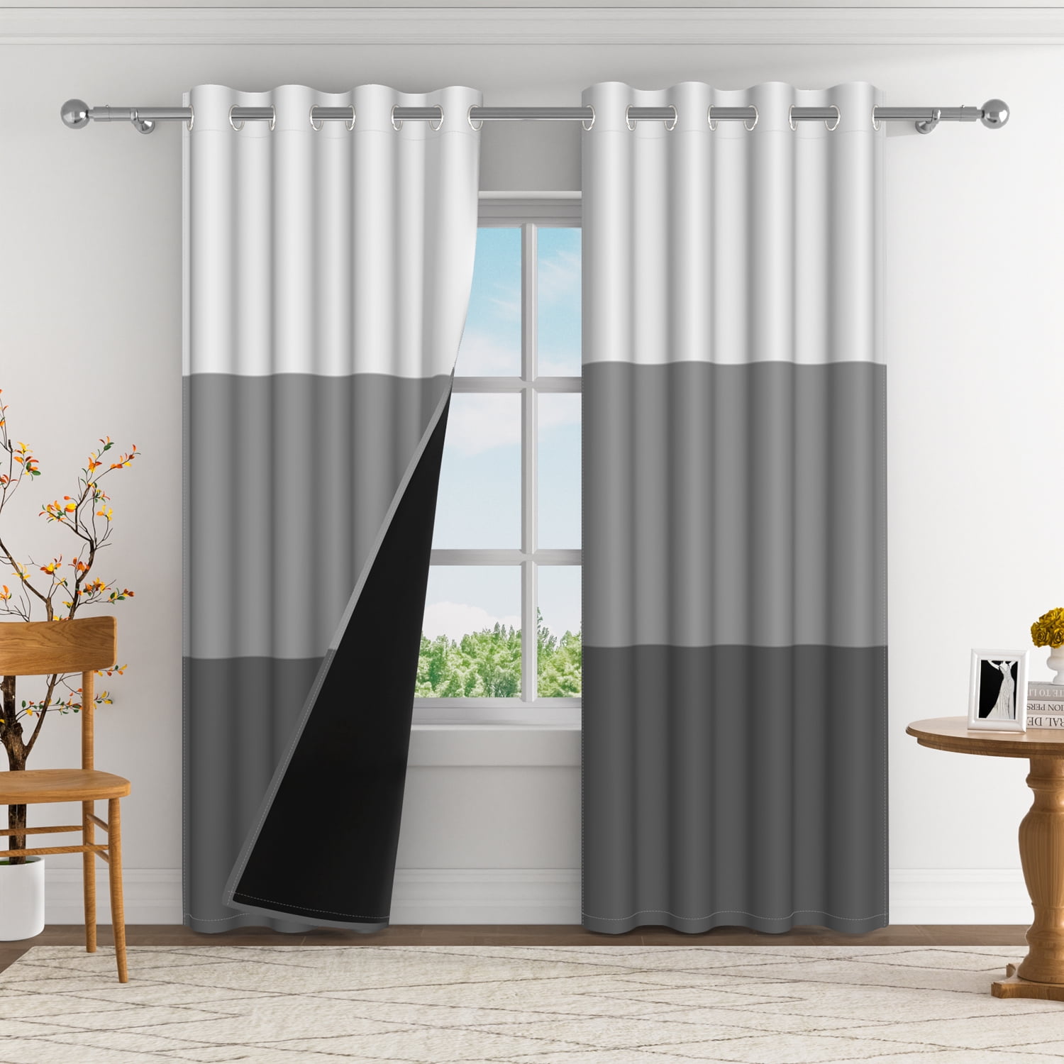Aofoto Blackout Curtains for Bedroom - Grommet Top Curtains, 52" x 63 ...