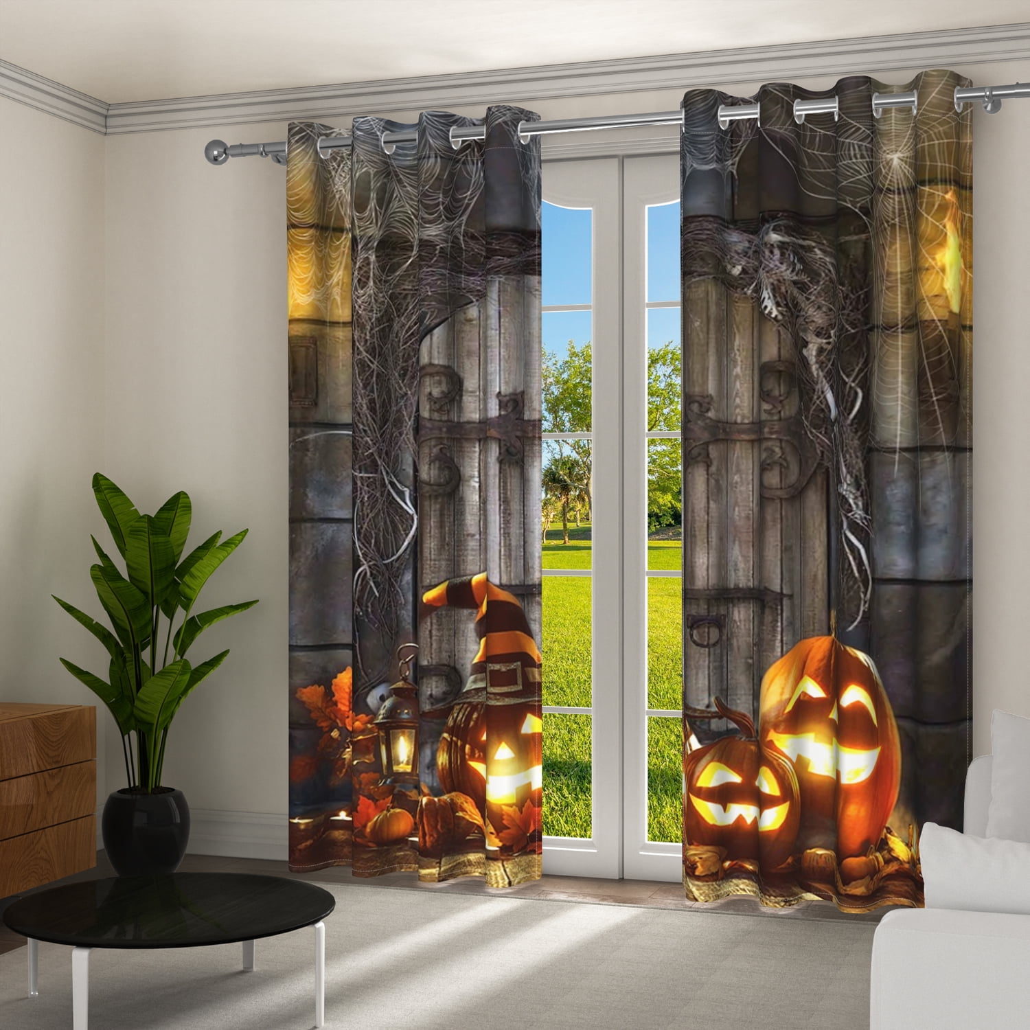 Aofoto Halloween Blackout Curtains , Scary Haunted House Window Drapes ...