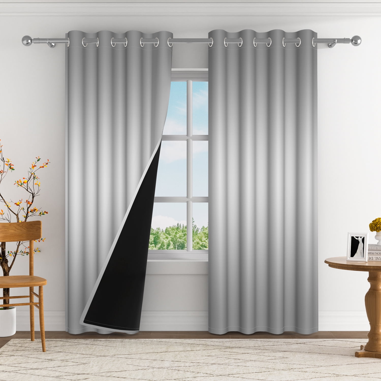 Aofoto Home Modern Gray Ombre Grommet Blackout Curtain Sets, Gray,52"x ...