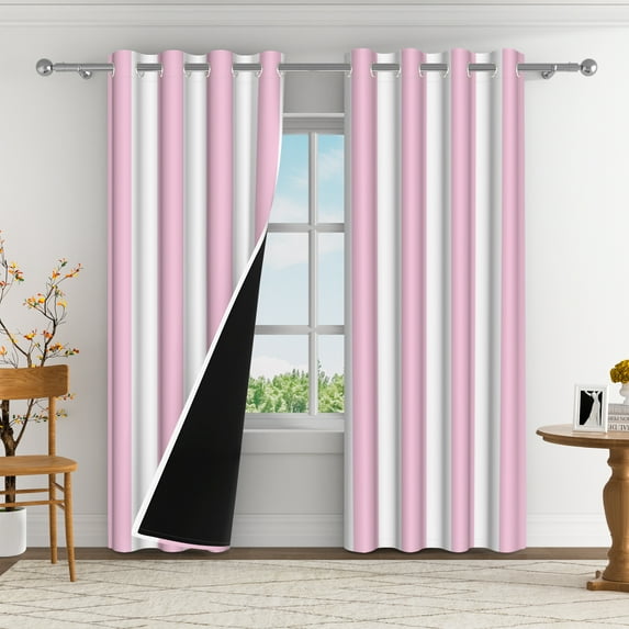 Aofoto Pink Stripe Ombre Blackout Curtains, Thermal Insulated Grommet ...