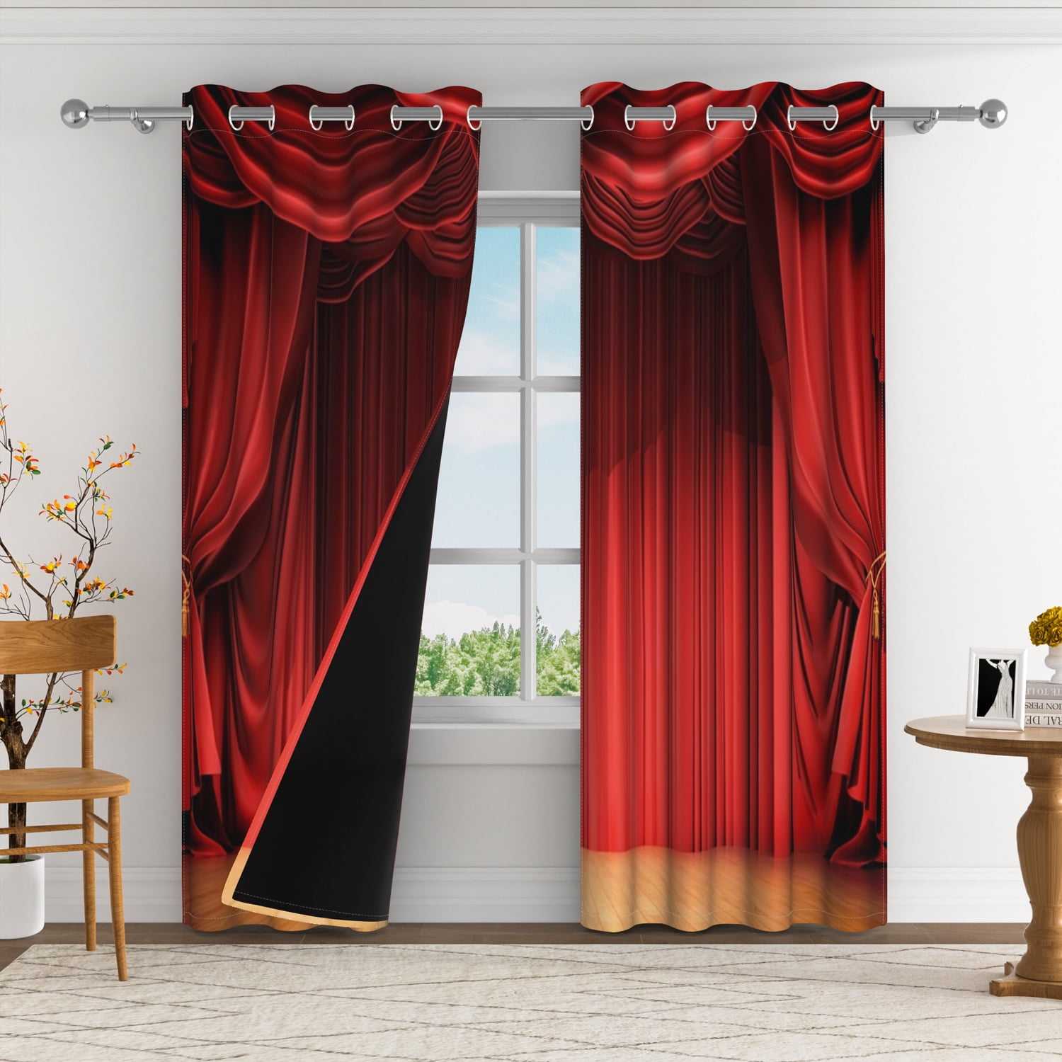 Aofoto Red Theater Curtains, Retro Show Stage Concert Play Movie Window ...