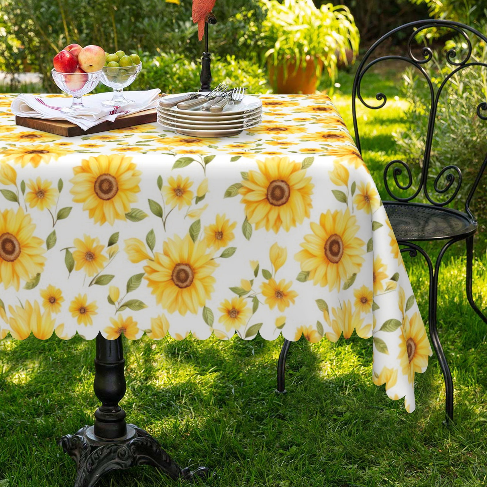 Aofoto Sunflower Tablecloth 60 x 102 Inch , Fall Daisy Party Waterproof ...