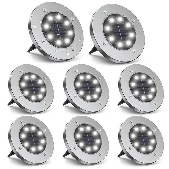 Aogist Solar Ground Lights, 8 LED Waterproof Garden Patio Accent Lights ...