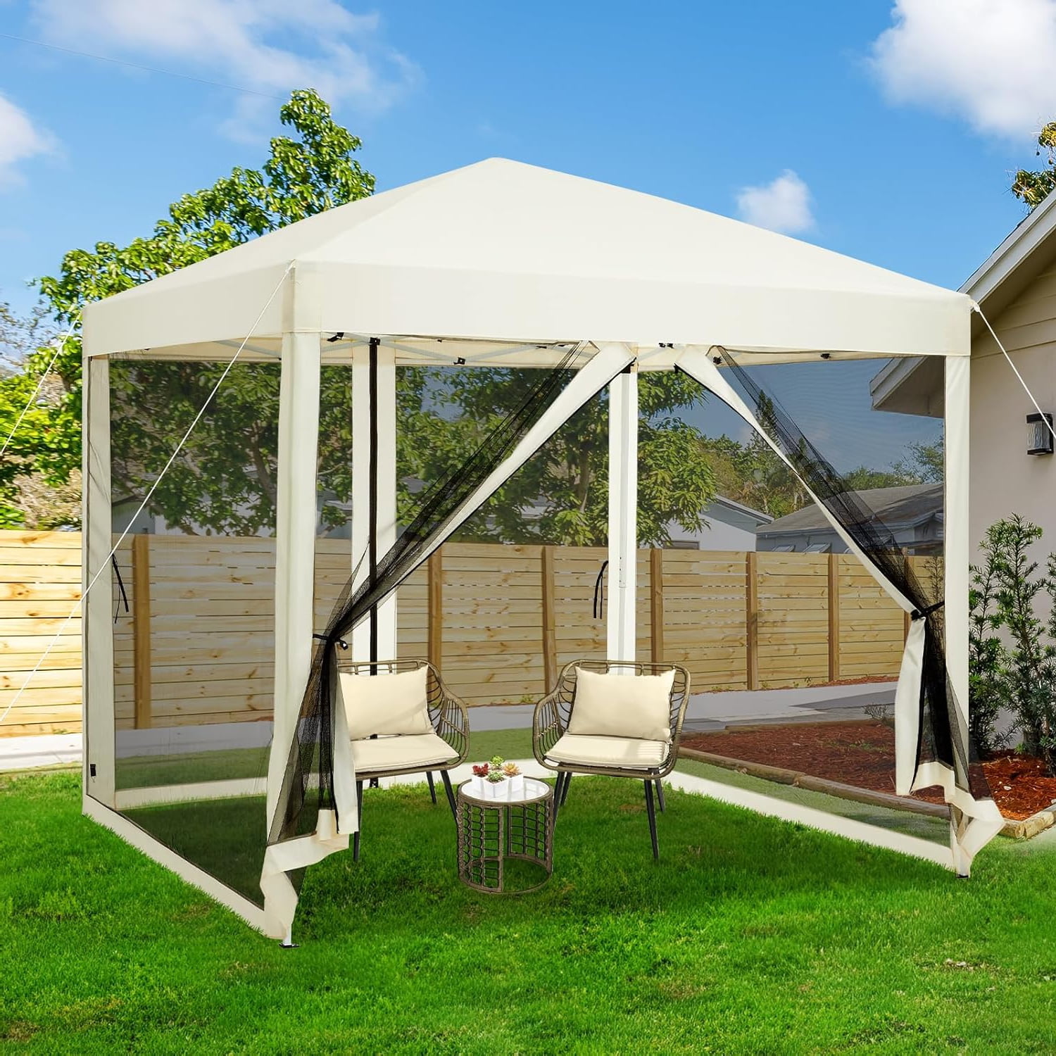 Aoile 10' x 10' Pop Up Canopy Tent, Portable Outdoor Canopies with ...