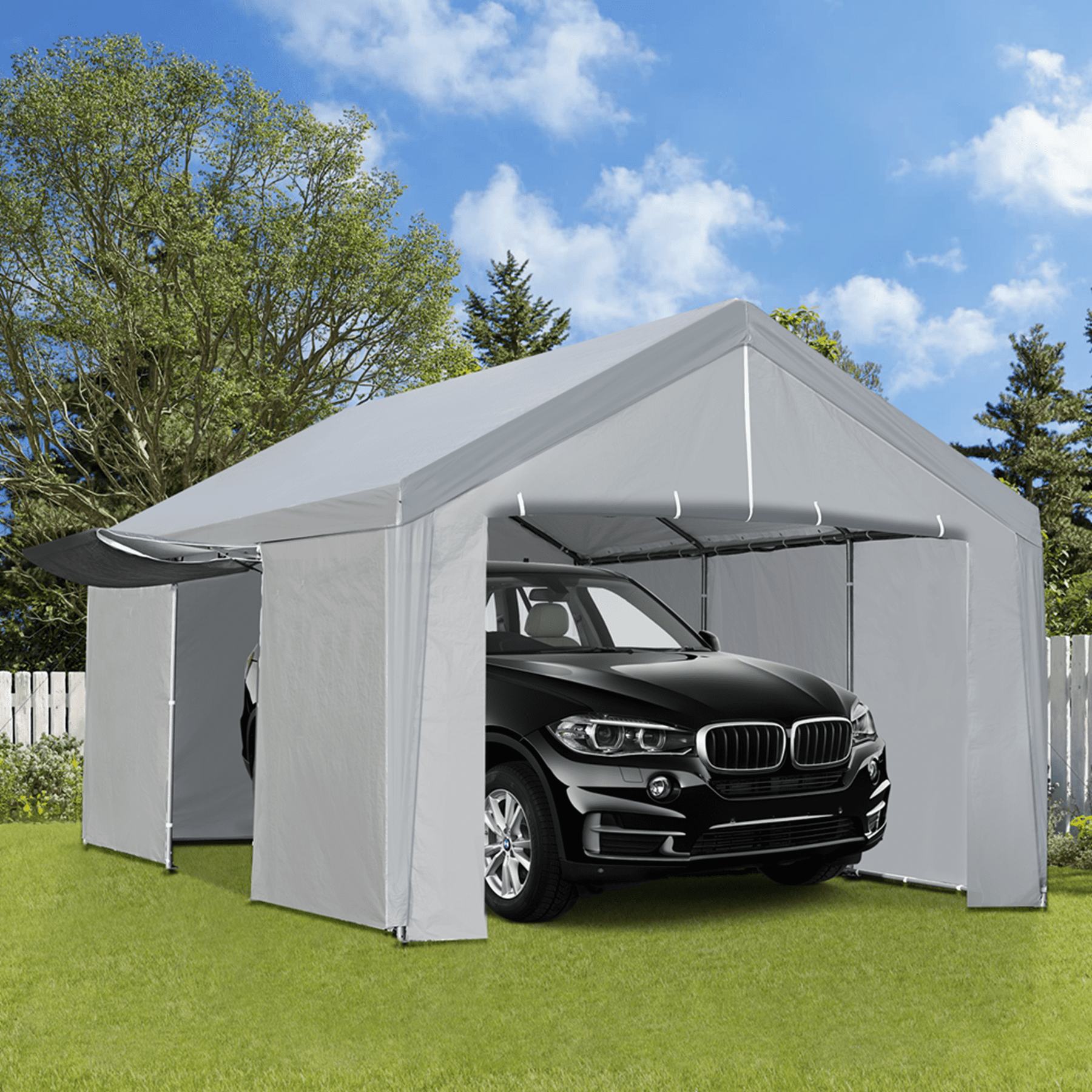 Aoile 10'x20' Heavy Duty Steel Carport, Outdoor Car Canopy Portable ...