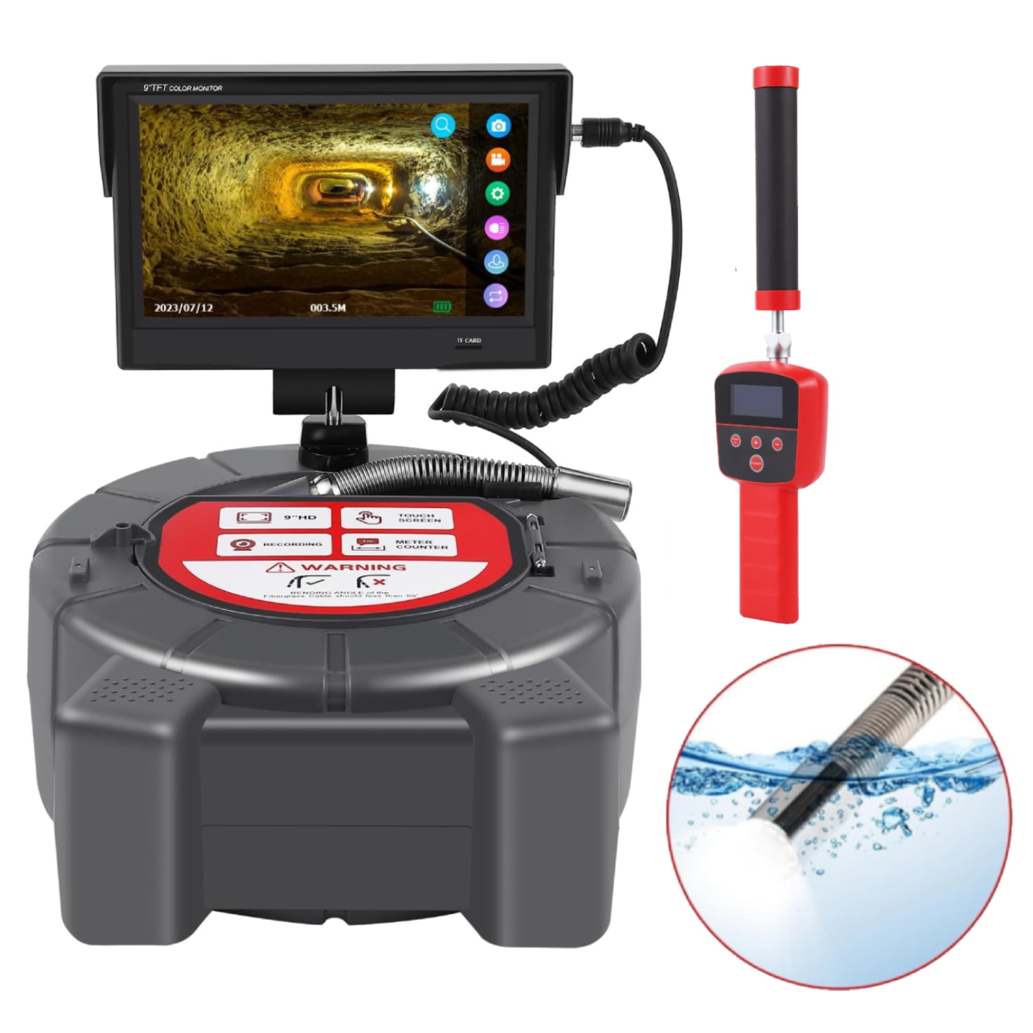 Aoile 100Ft Sewer Camera with 512Hz Locator, Snake Camera with Self ...