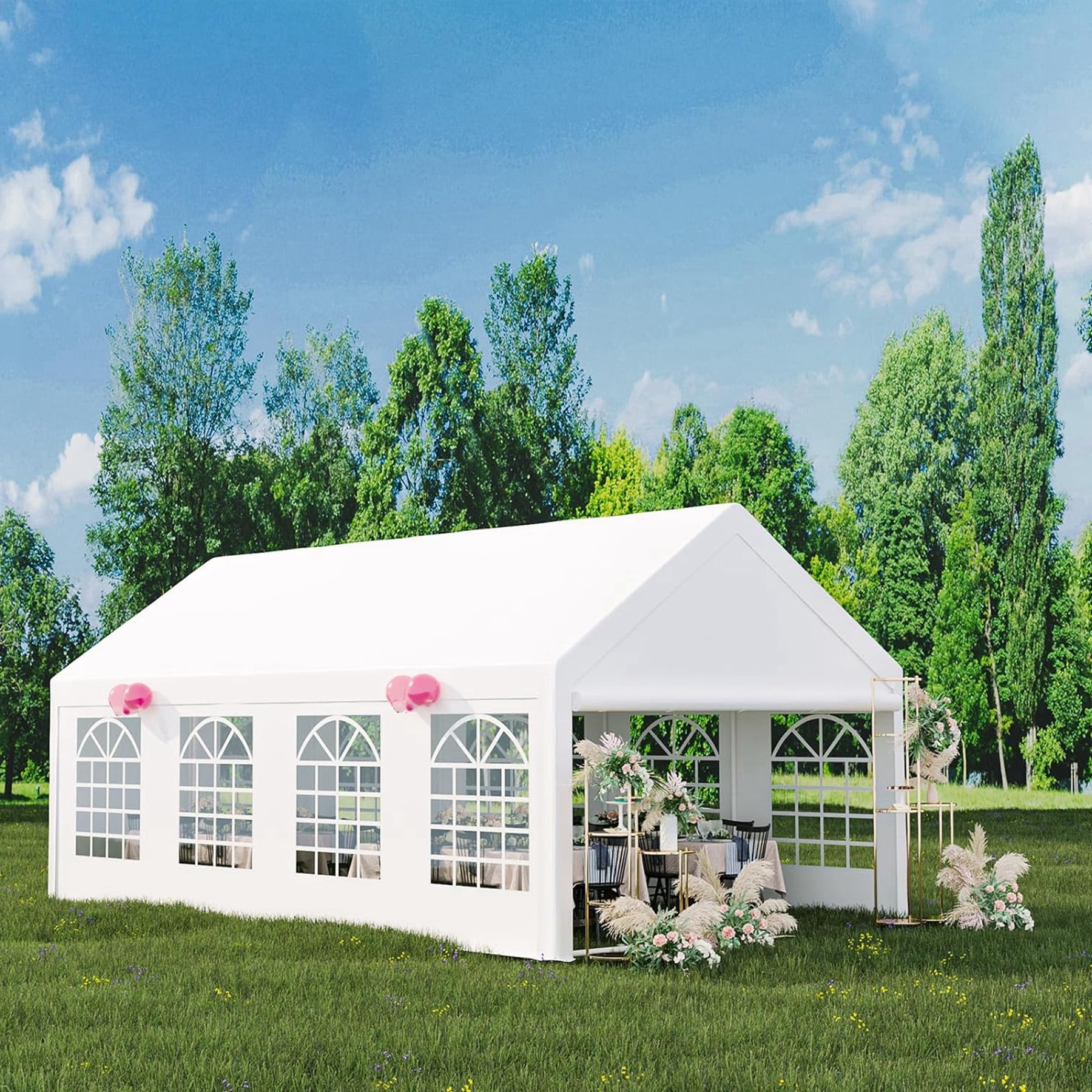 Aoile 13'x26' Outdoor Party Wedding Tent, Galvanized Steel Patio Canopy ...