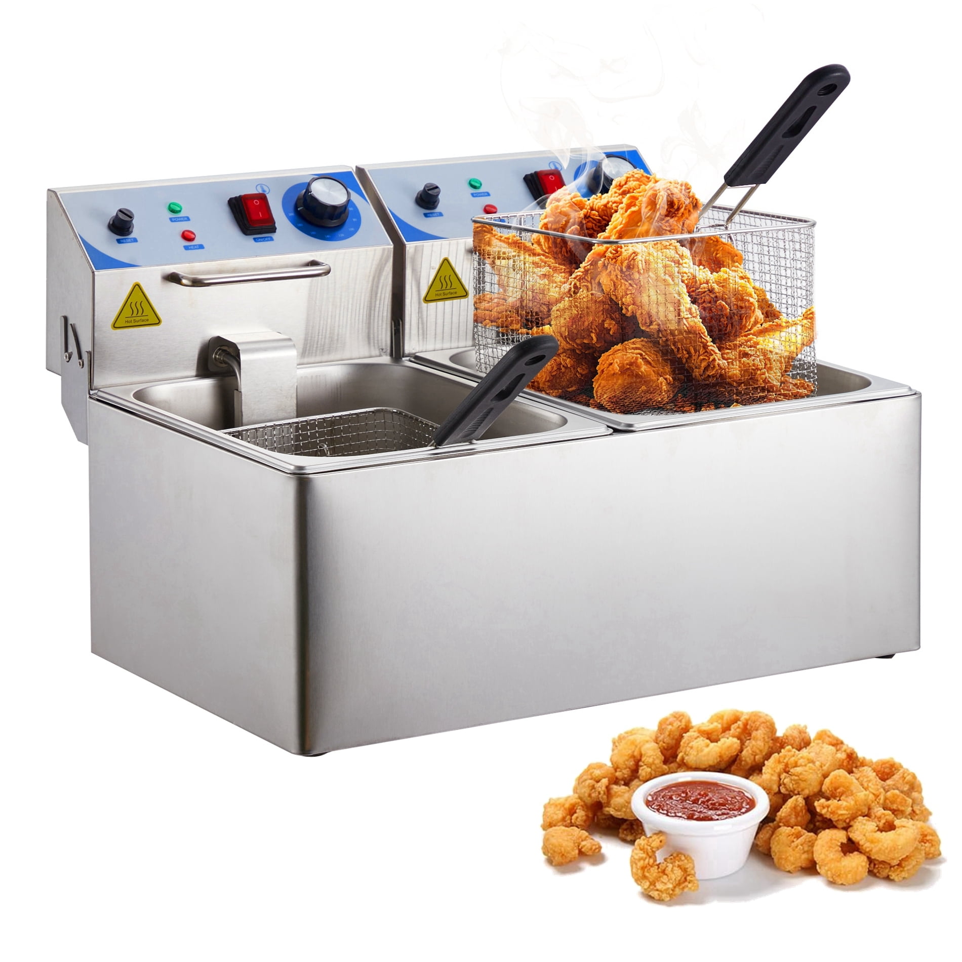 Aoile 21 Quart Dual Tank Electric Deep Fryer, Stainless Steel ...