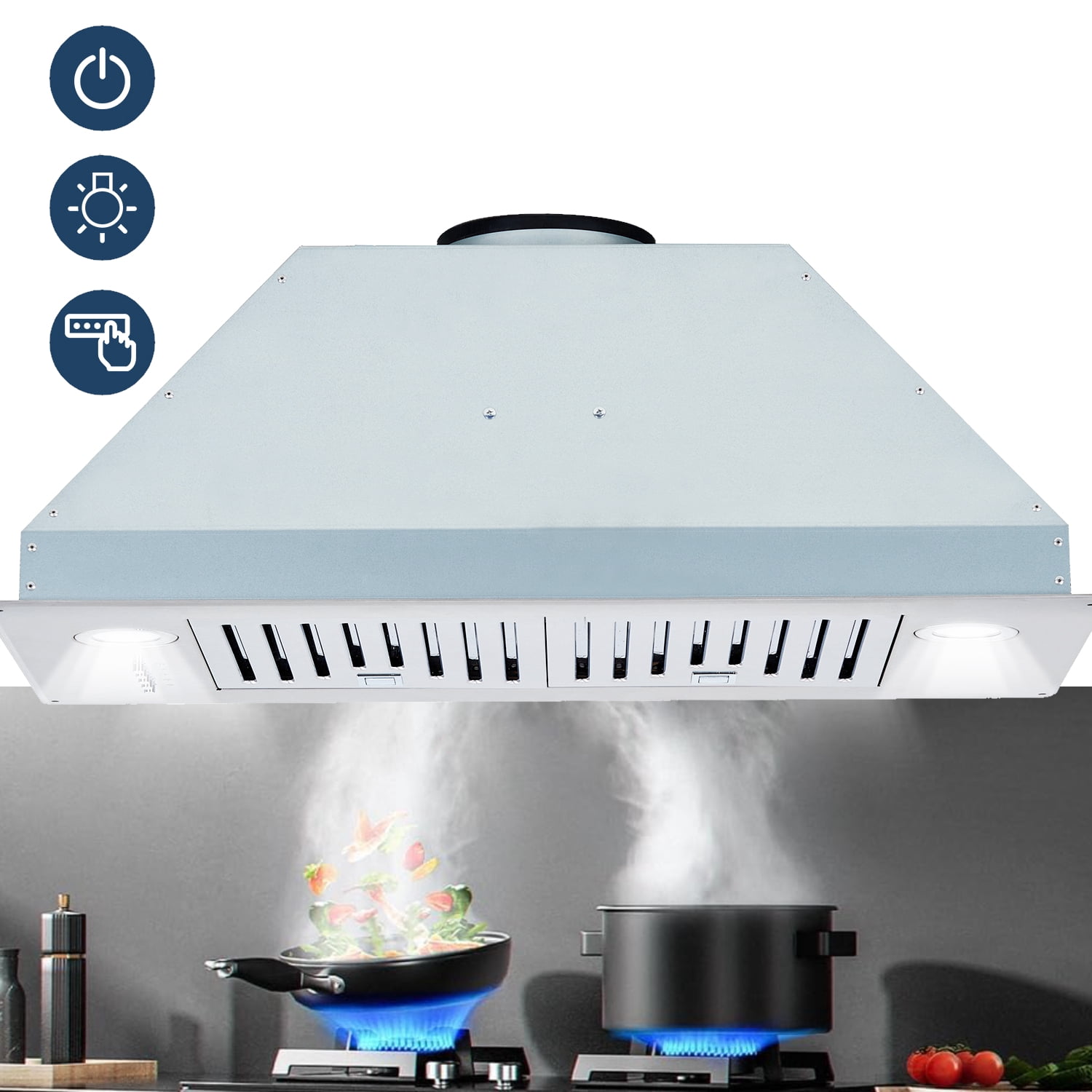 Aoile 30" Stainless Steel Range Hood, 400 CFM Kitchen Hood with Ducted ...