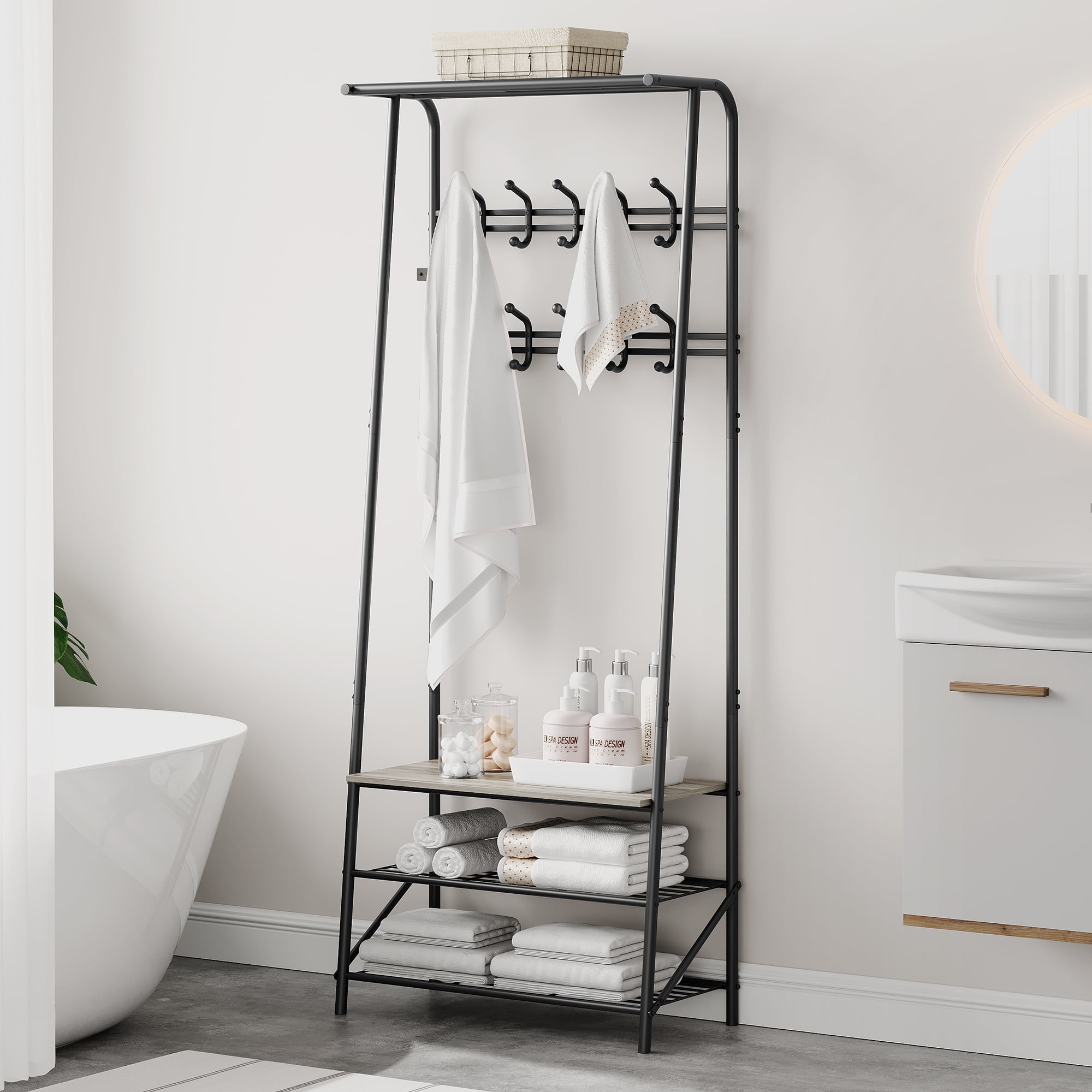 Aoile 4 in 1 Hall Tree with Shoe Storage Bench, Freestanding Coat Rack ...