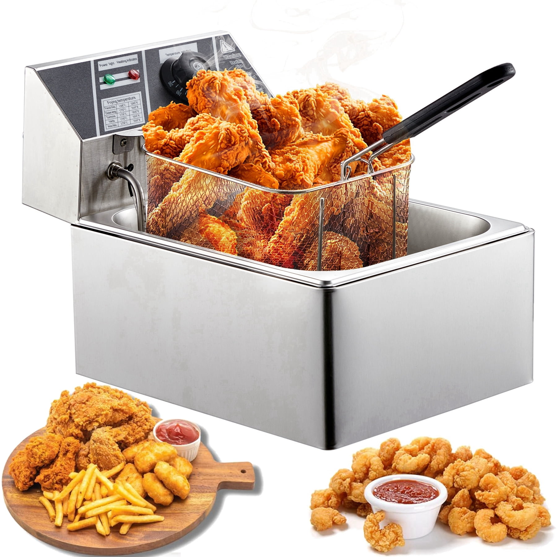 Aoile 6.3 Quart Electric Deep Fryer, Stainless Steel Countertop Oil ...