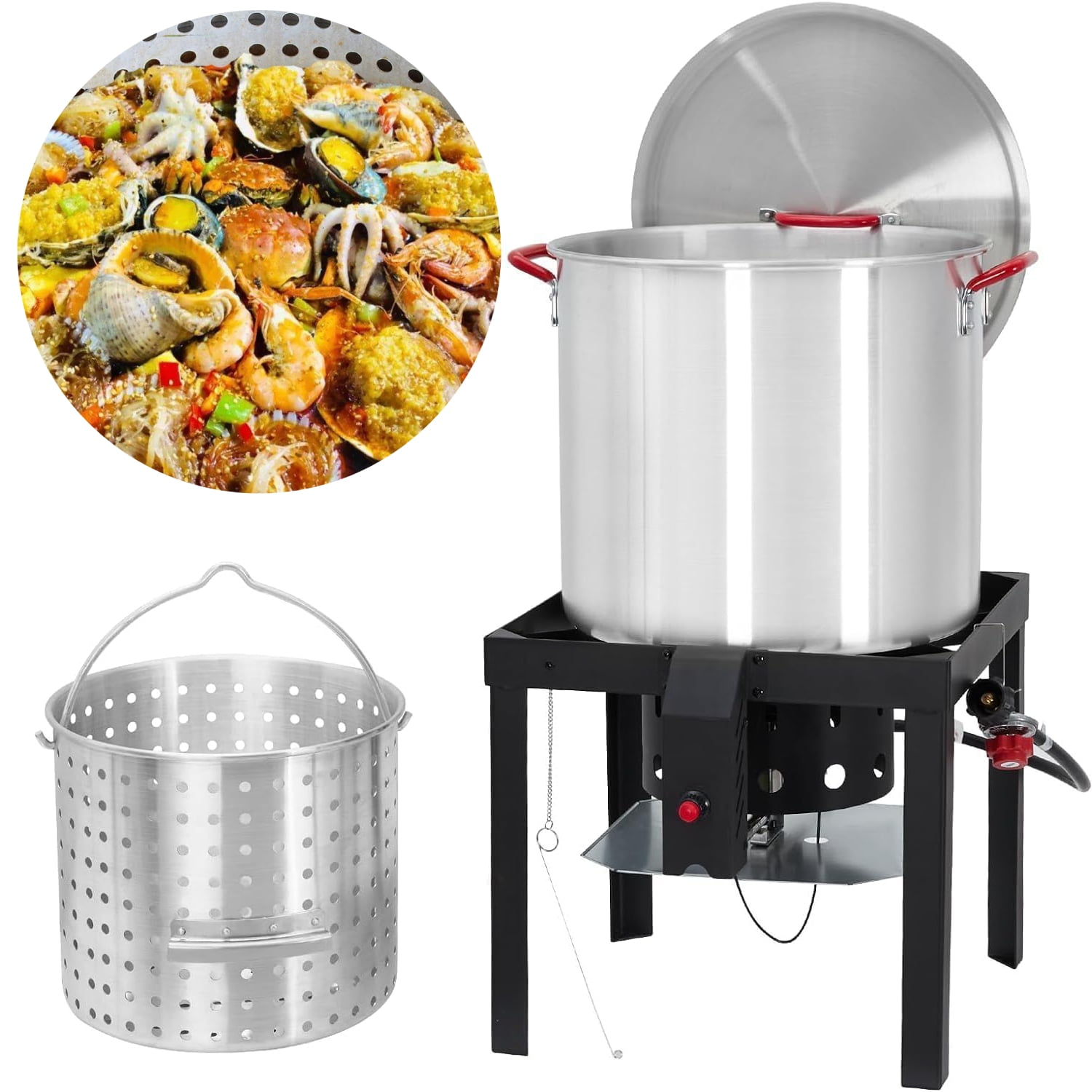 Aoile 60 Qt Seafood Boil Pot with Basket & Burner, 110000 BTU Propane ...