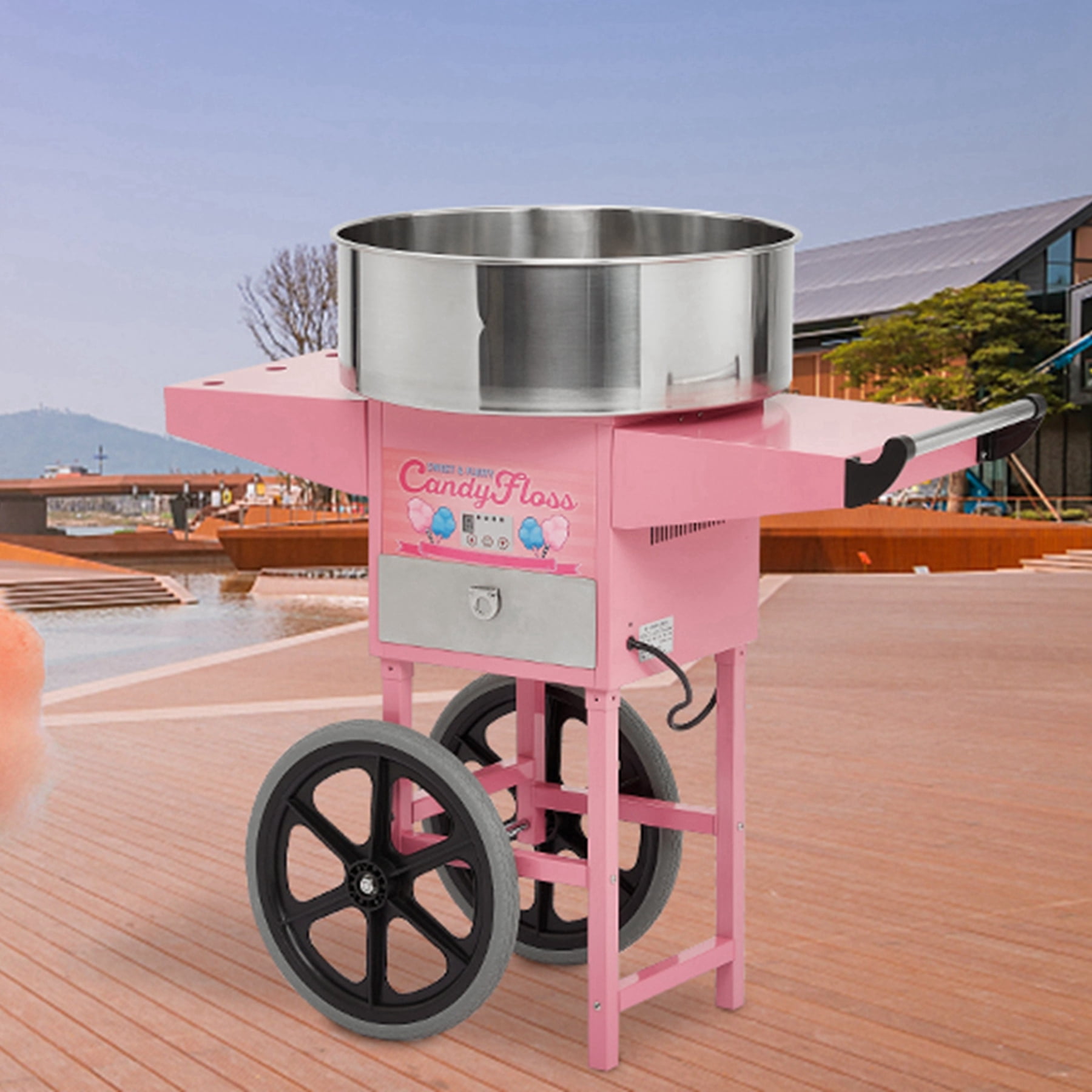 Aoile Commercial Cotton Candy Machine with Cart, 1200W Electric Candyfloss Maker with 20.5 ...
