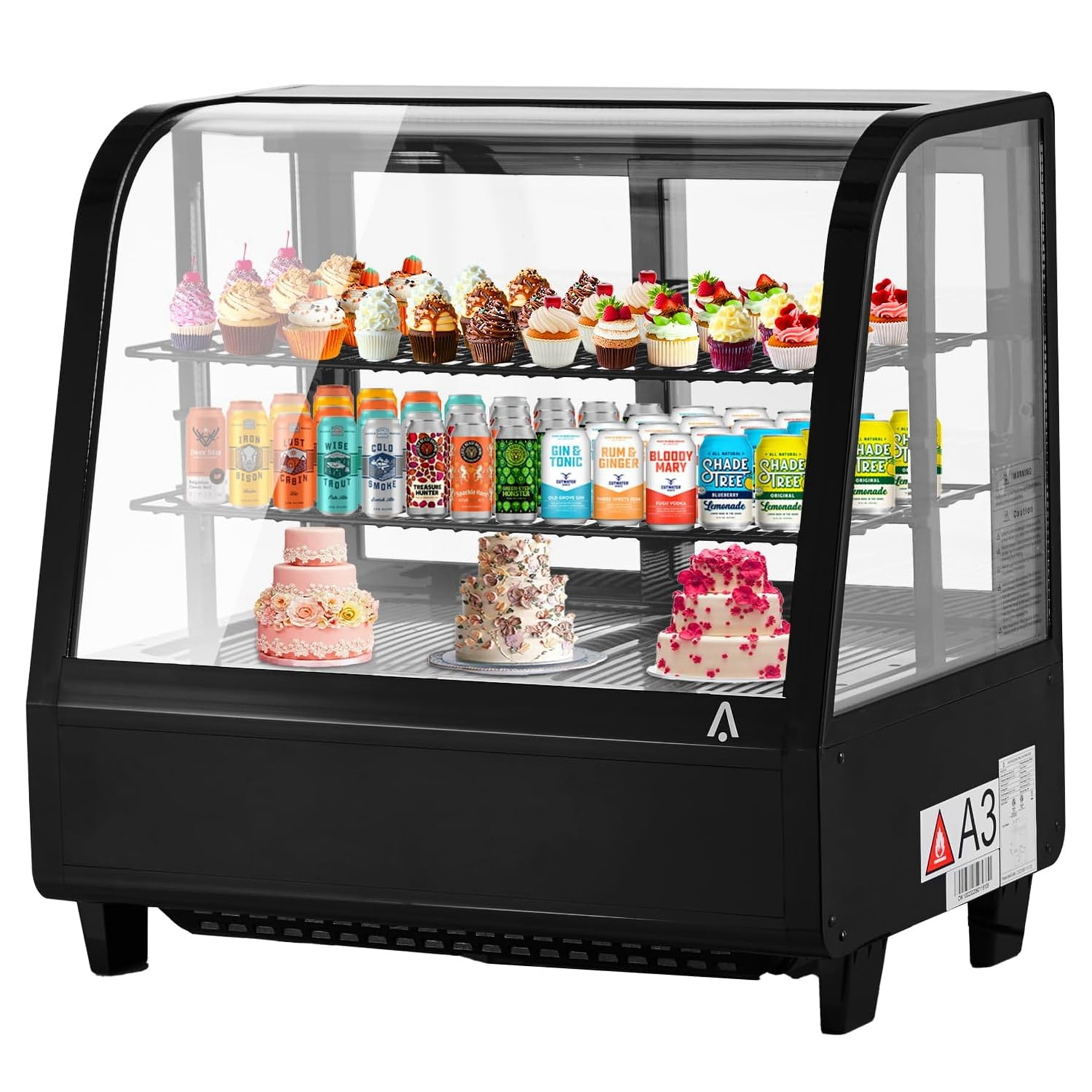 Aoile Commercial Countertop Refrigerator Display Case 3.5 Cu. Ft with ...