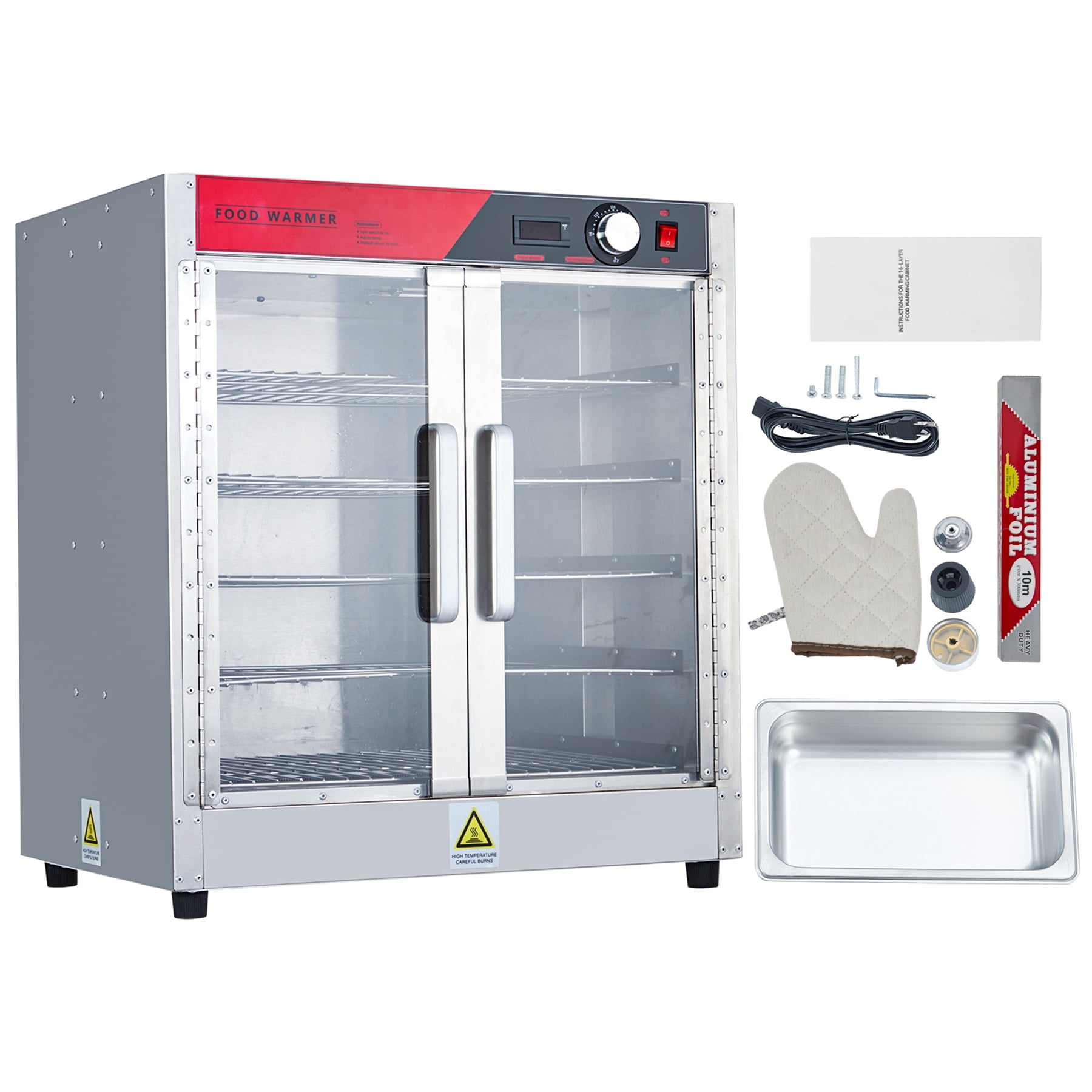 Aoile Double Glass Door Hot Box Food Warmer, 5-Tier Countertop ...