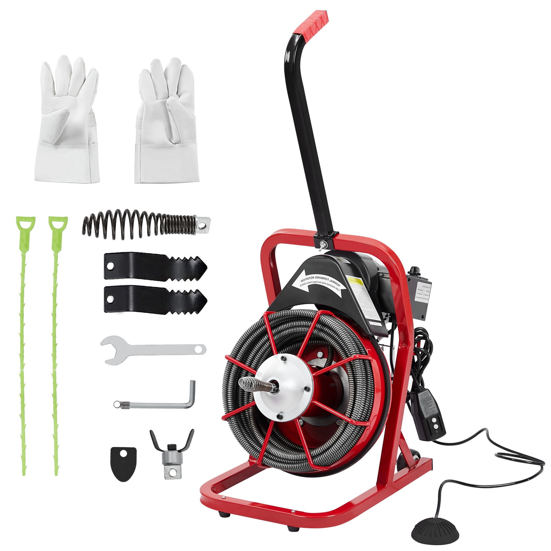 "Aoile 50FT x 3/8 in Plumbing Pipe Drain Cleaner Machine, 250W Electric ...