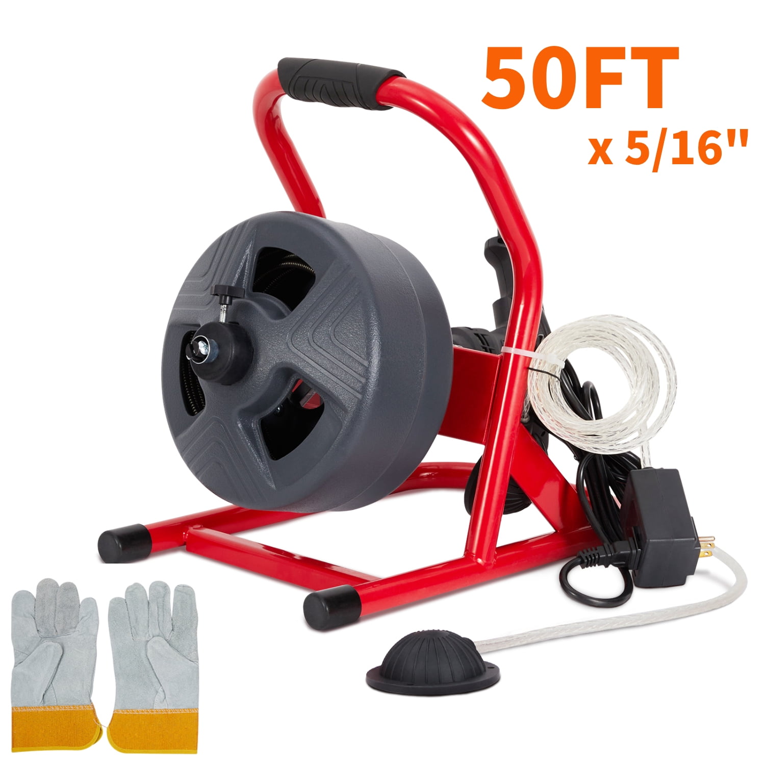 Aoile Drain Snake 50 ft x 5/16 Inch, Professional Drain Cleaner Machine ...