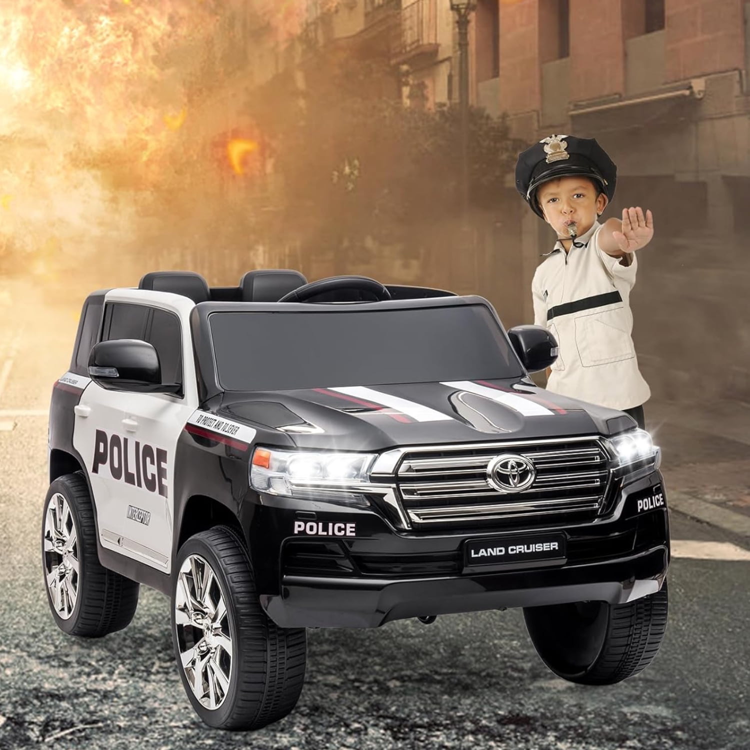 Aoile Electric Kids Ride on Police Car SUV, 12V Electric Vehicle with ...