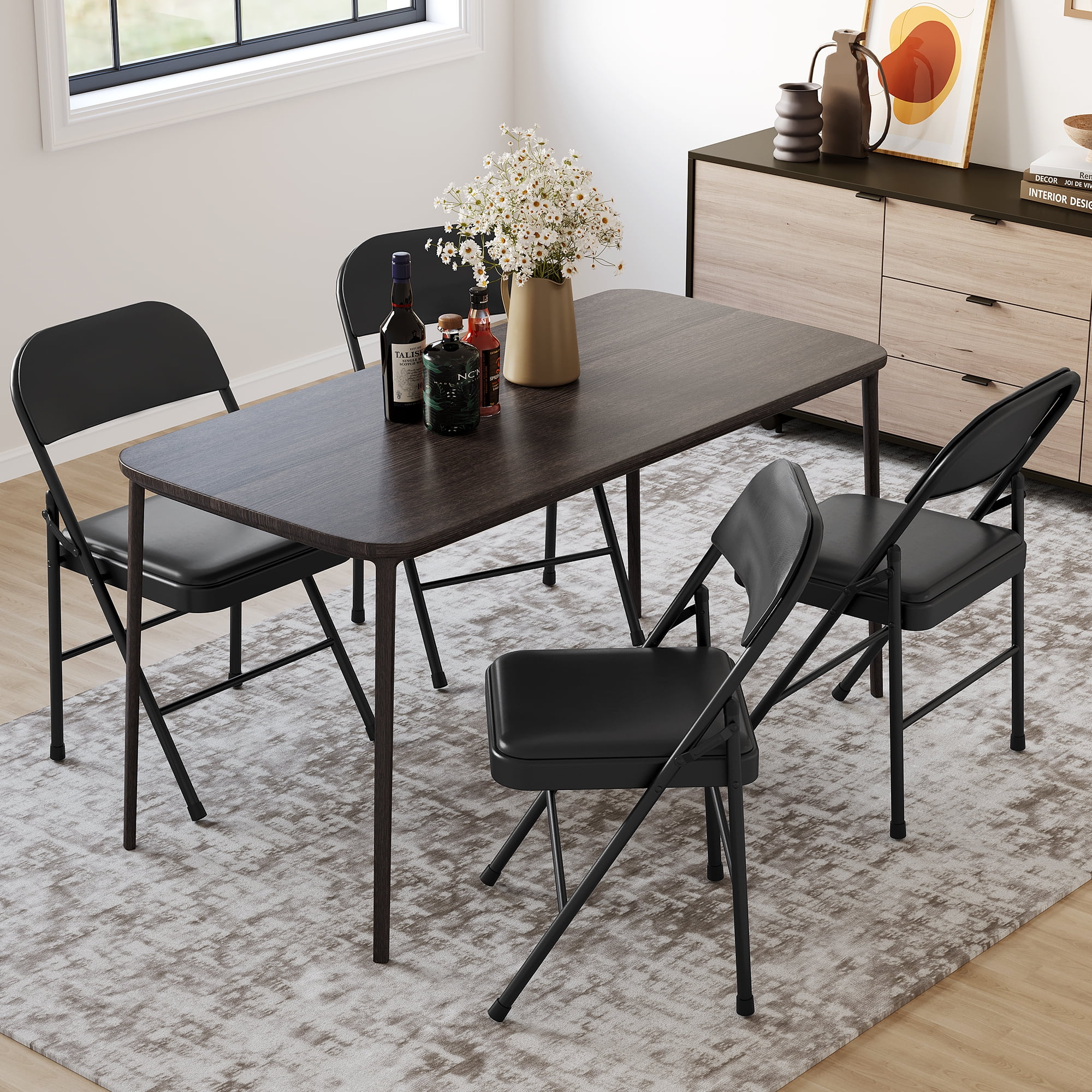 Aoile Folding Chairs with Padded Cushion & Back, Foldable Chairs with ...