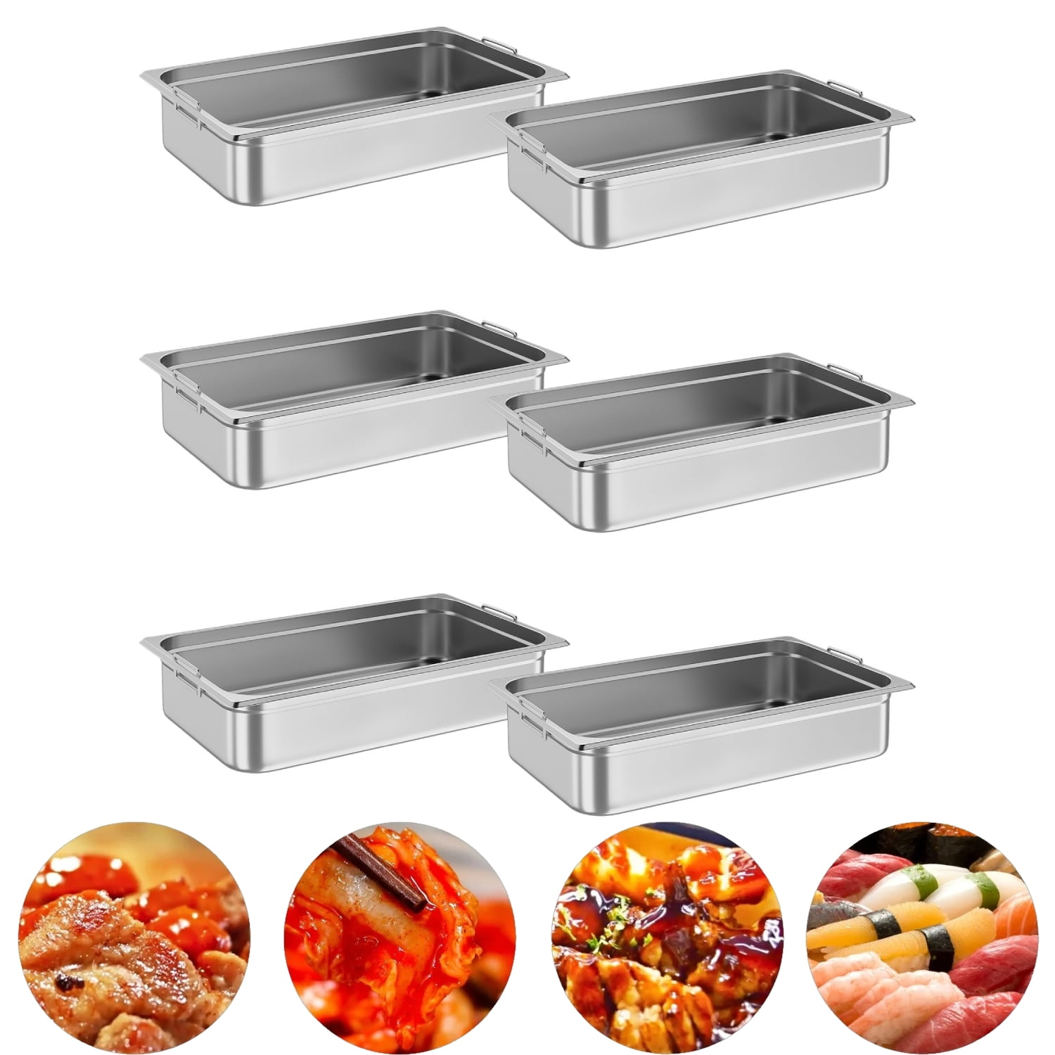 Aoile Full Size Hotel Pan, 4" Deep Commercial Stainless Steel Steam ...