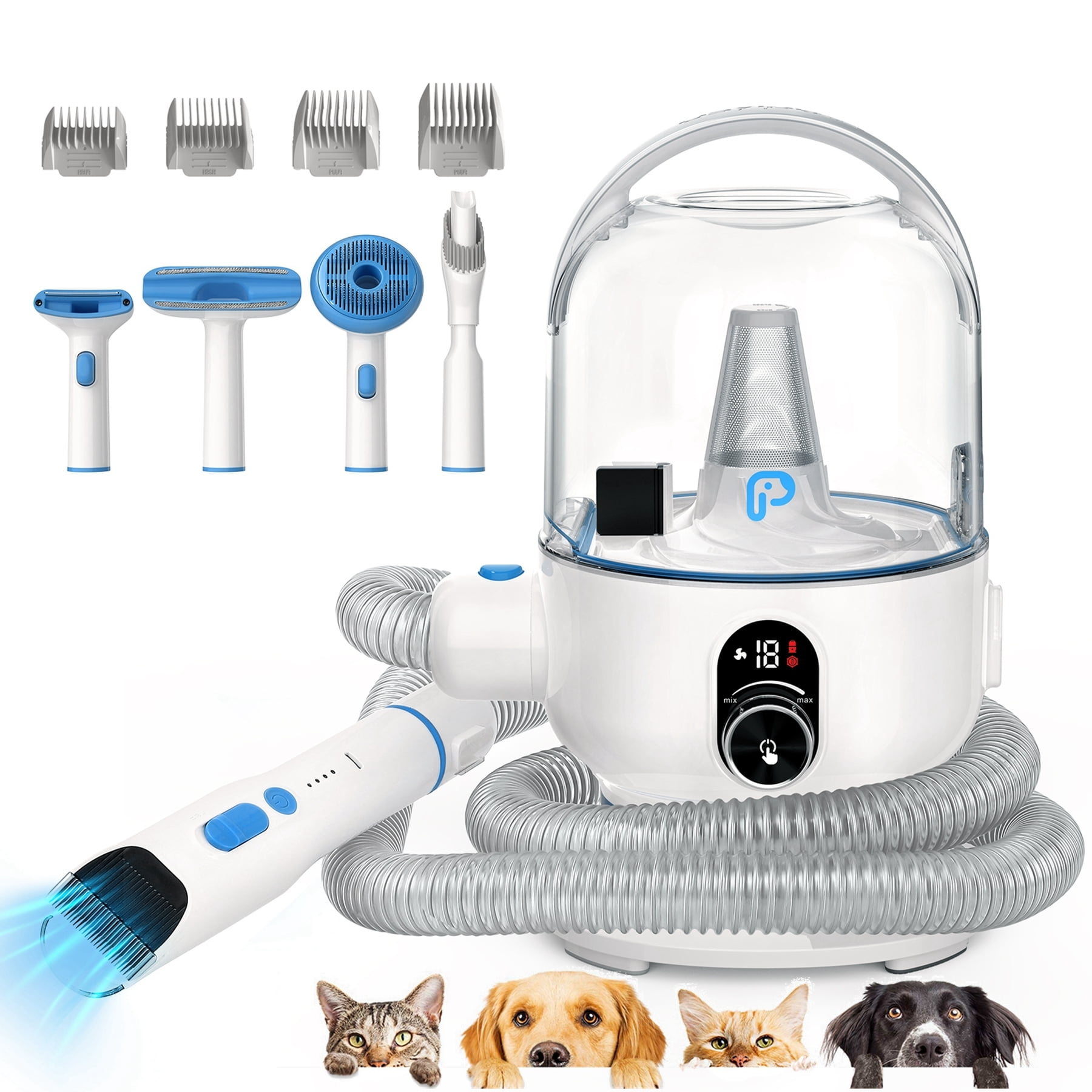 Aoile 5-in-1 Pet Grooming Kit & Vacuum, 2L Dust Cup, 99% Hair Suction ...