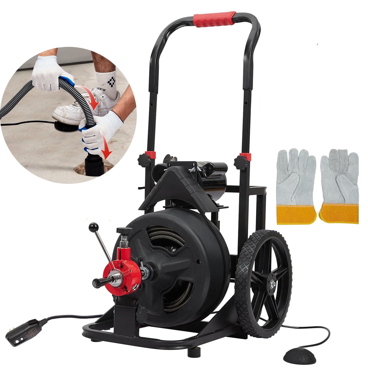 Aoile Sewer Snake 100 ft x 1/2 in, Professional Drain Auger with 6 ...