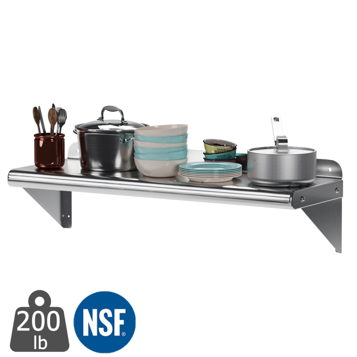 Aoile Stainless Steel Wall Shelf, 36" x 12" Metal Wall Shelf with ...