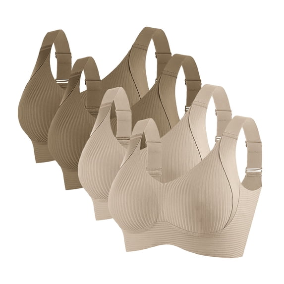 Aoiroe 3 Pack Wirefree Bra for Women Full Coverage Bralette Everyday ...