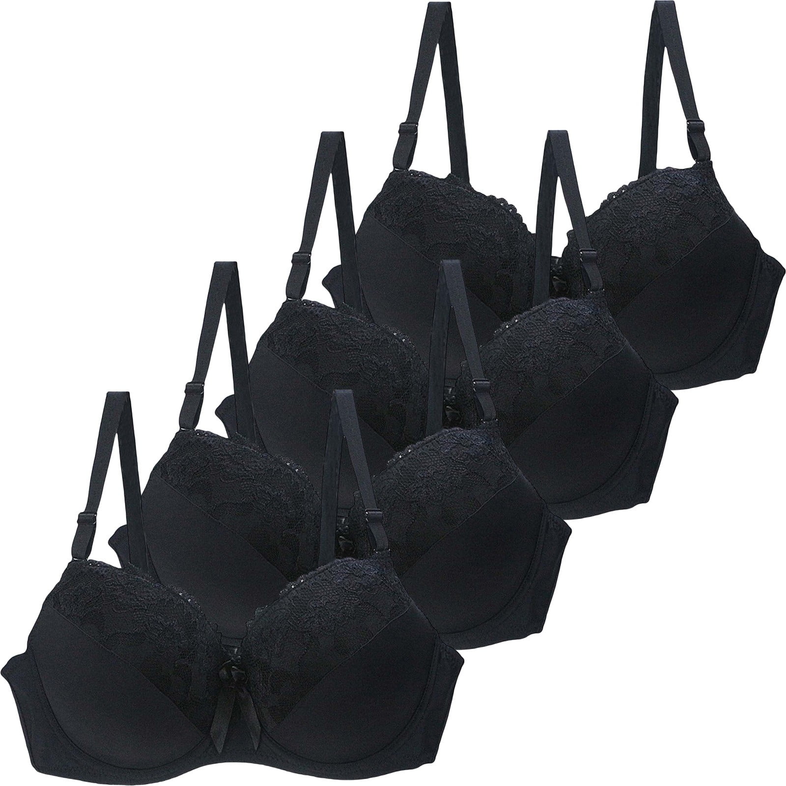 Aoiroe 4 Pack Wirefree Bra for Women Supportive Bra Padded Wireless ...
