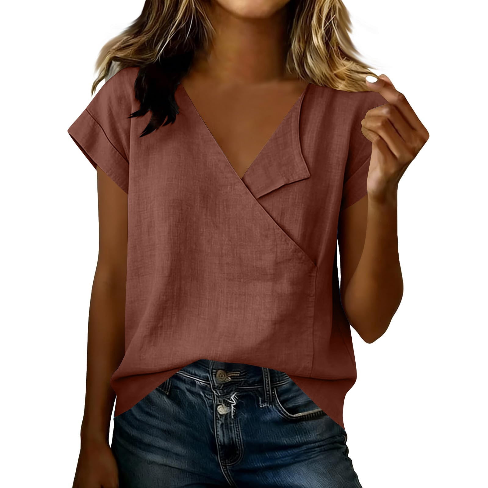 Aoiroe Linen Shirts for Women Lightweight Cotton Linen Summer Tops ...