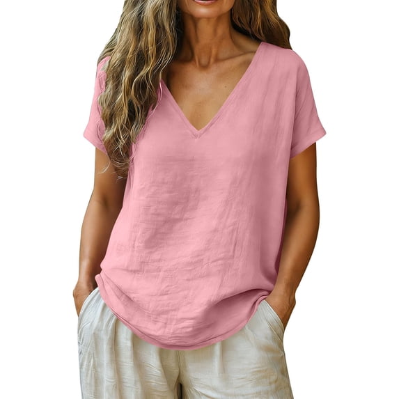 Aoiroe Linen Tops for Women,Womens Tops Trendy Work Blouses 2026 ...