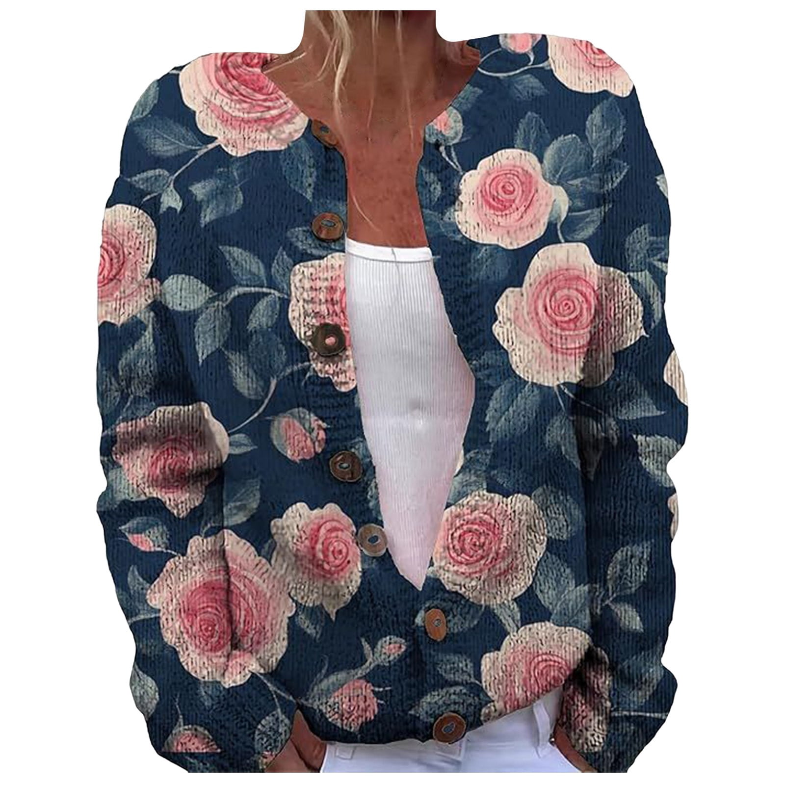 Aoiroe Long Sleeve Button Up Sweater V Neck Button Down Cardigan Cozy ...