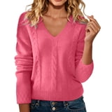 Aoiroe Long Sleeve V Neck Knit Outfits, Dressy Casual Soft Tops ...