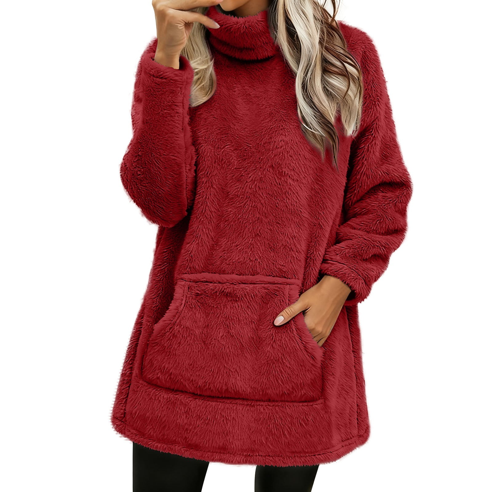 Aoiroe Oversized Sweatshirt for Women 2025 Trendy Turtleneck Fleece ...