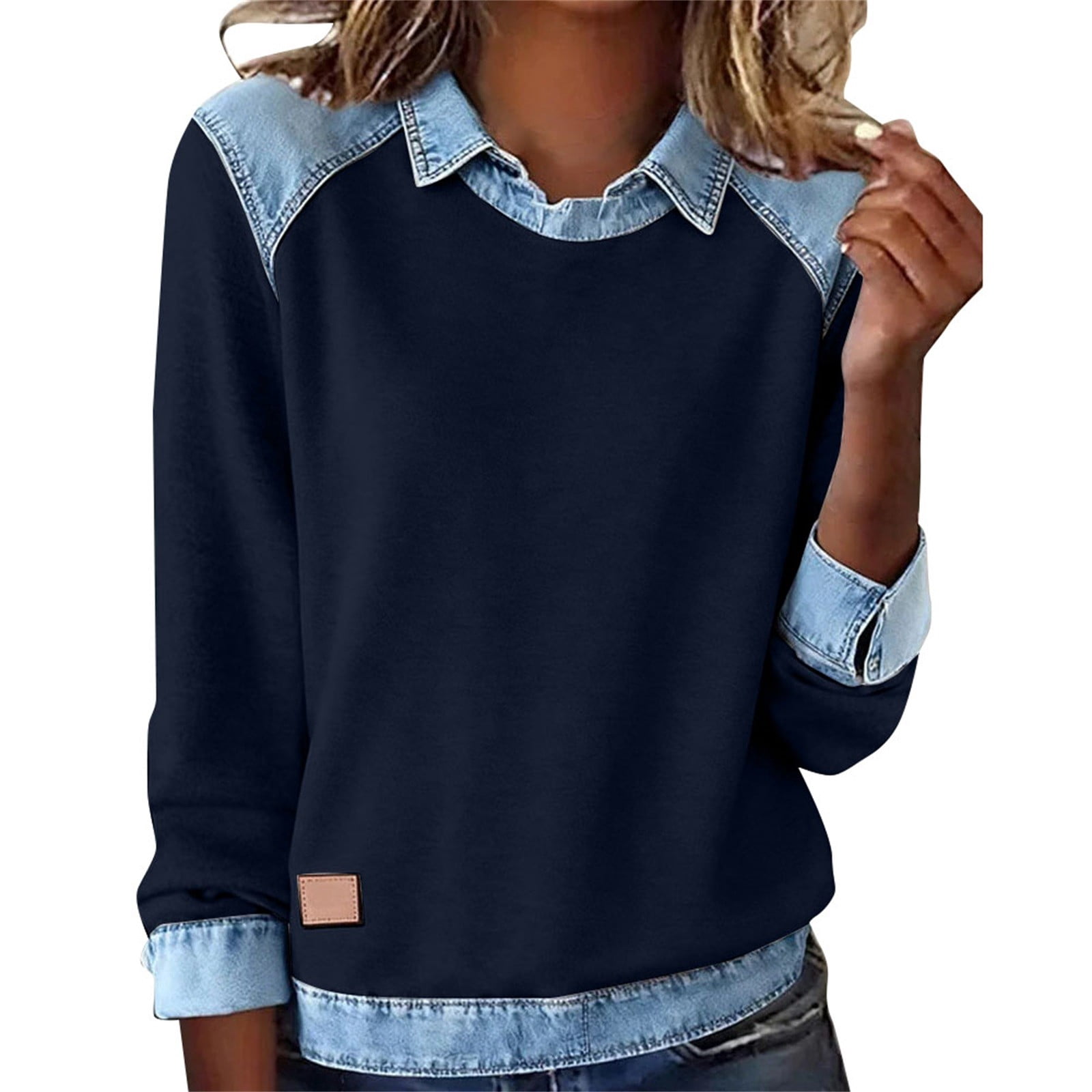 Aoiroe Shirts for Women Dressy Casual Collar Sweater for Women Knit ...