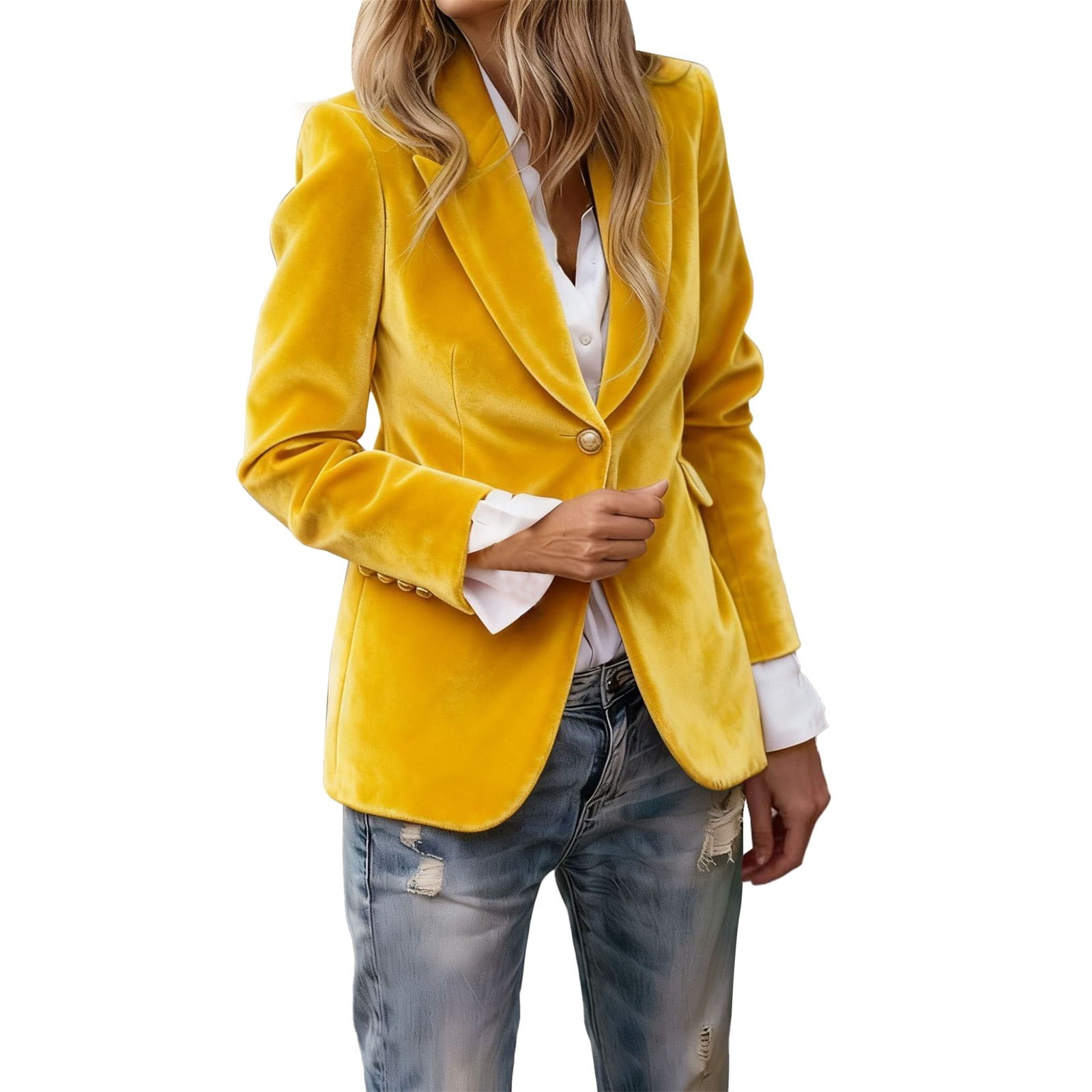 Aoiroe Women Fitted Blazer Velvet Jacket Women Women'S Blazers & Suit ...