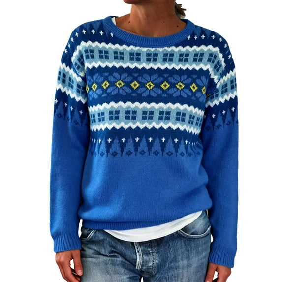 Aoiroe Women's Casual Long Sleeve Sweater,Loose Fit Dressy Crewneck ...