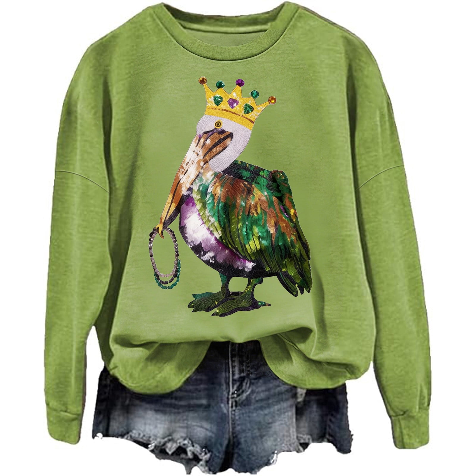 Aoiroe Women's Crew Neck Sweatshirt,Mardi Gras Costumes Basic Tees ...