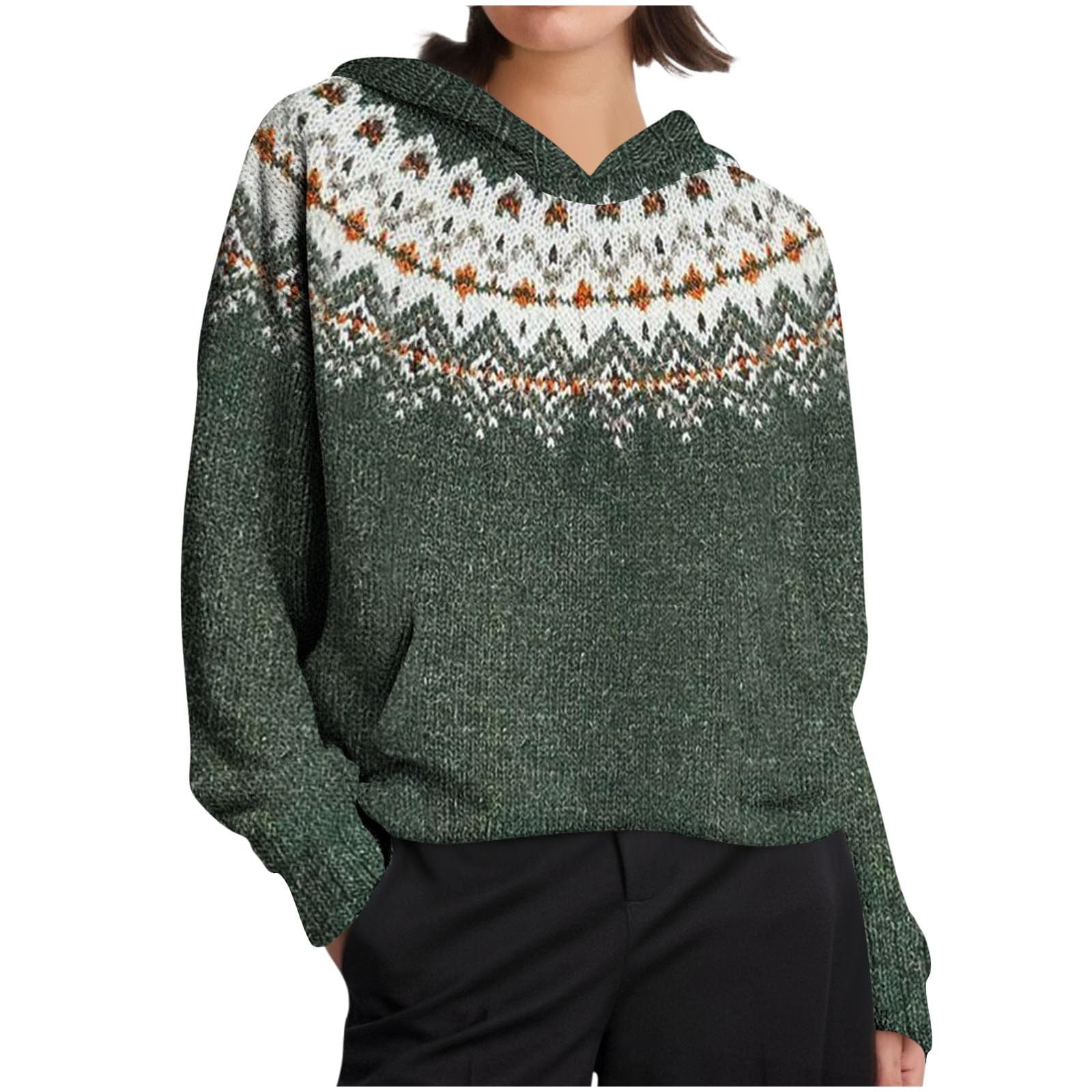 Aoiroe Women's Fair Isle Sweater,Comfy Warm Fall Tops,Raglan Sleeve ...