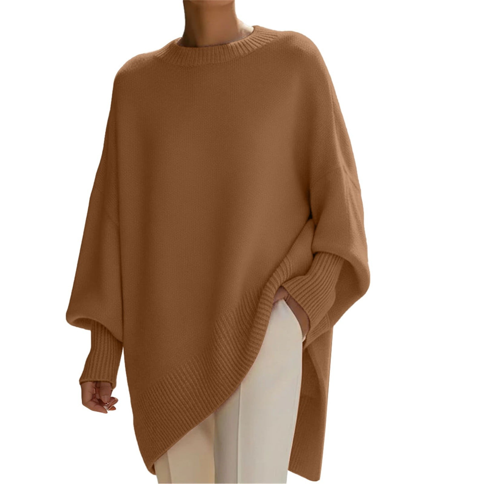 Aoiroe Women's Versatile Knitted Shawls Scarf Poncho Sweater,Long ...