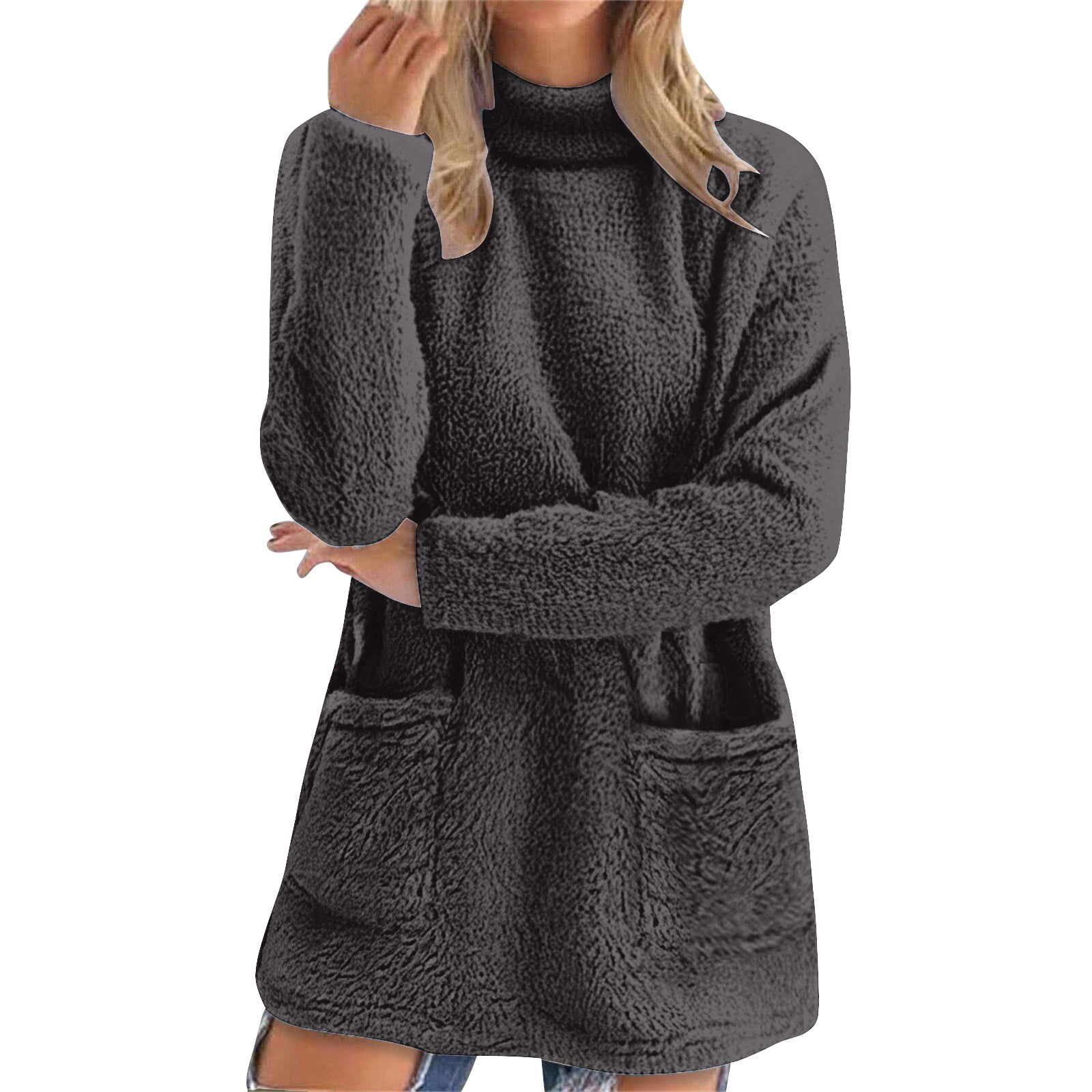 Aoiroe Women's Winter Warm Sherpa Lined Fleece Crewneck Long Sleeve ...
