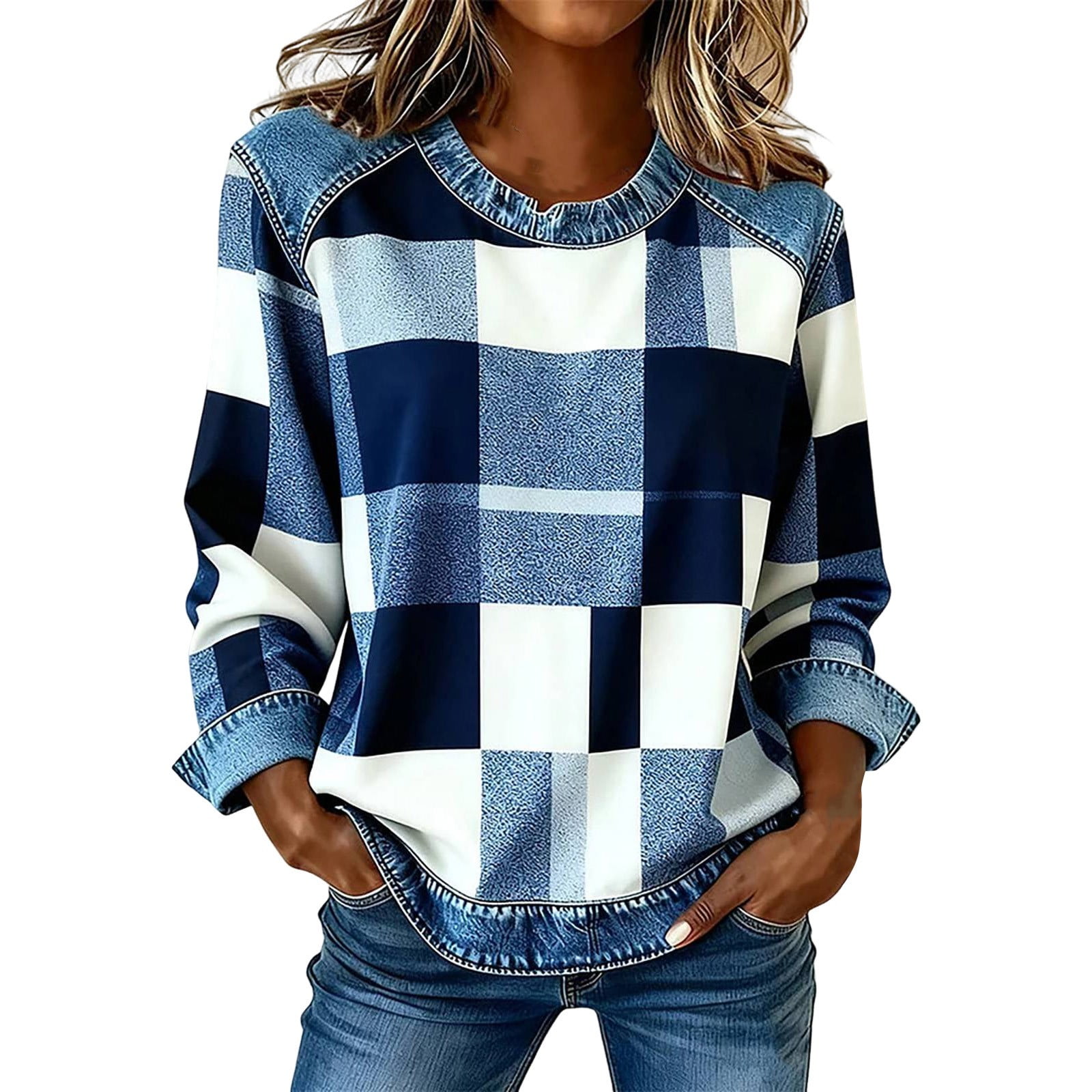 Aoiroe Womens Oversized Sweater Cozy Fall Long Sleeve Button Up Denim ...