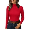Aoiroe Womens Slim Fitted Mock Turtleneck TopsLightweight Long Sleeve ...